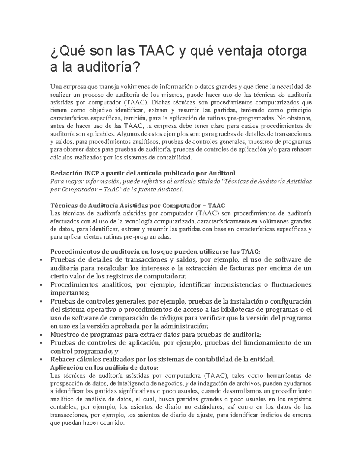 2 Qué son las TAAC y qué ventaja otorga a la auditoría - ¿Qué son las ...