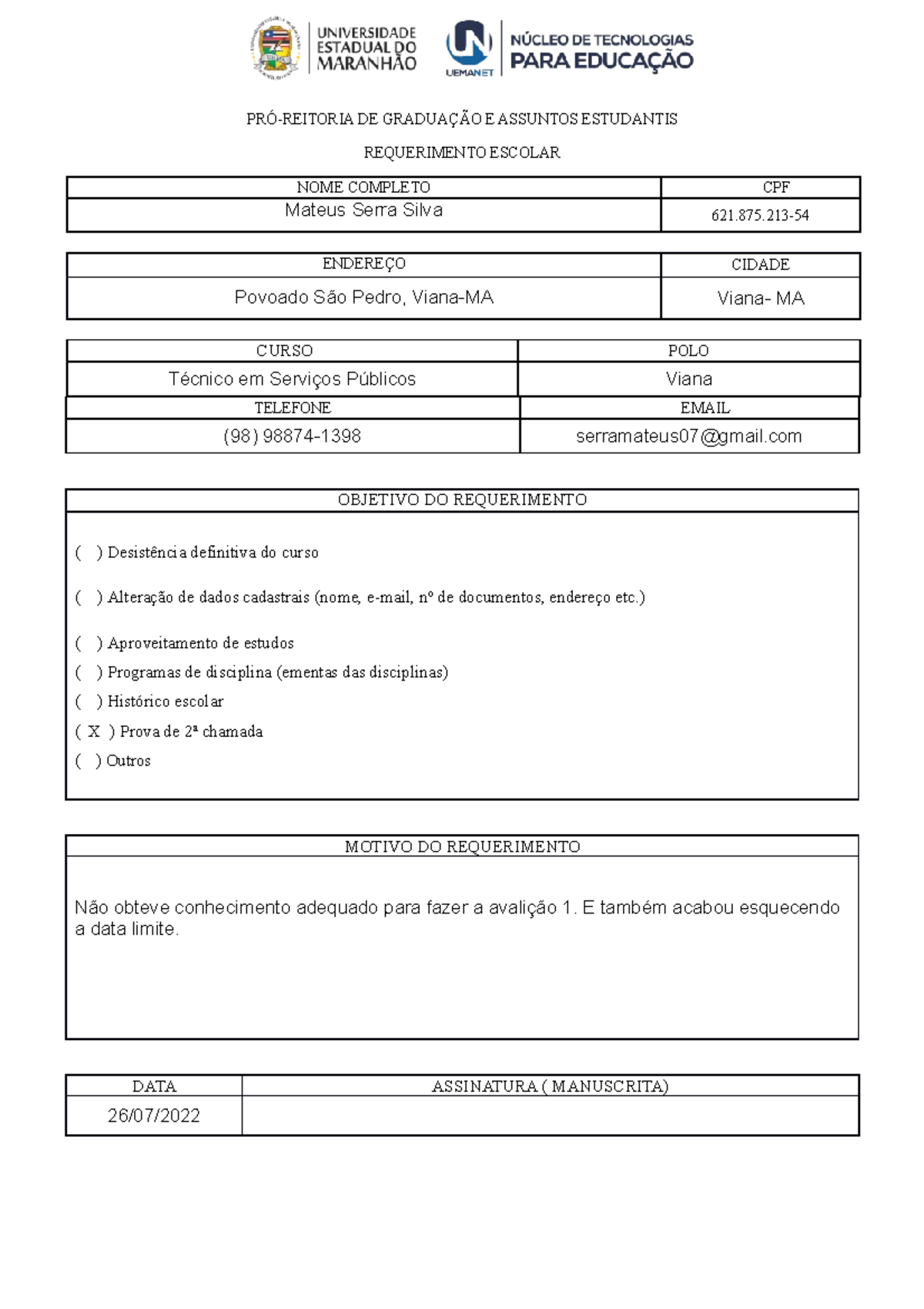 Requerimento Escolar ...