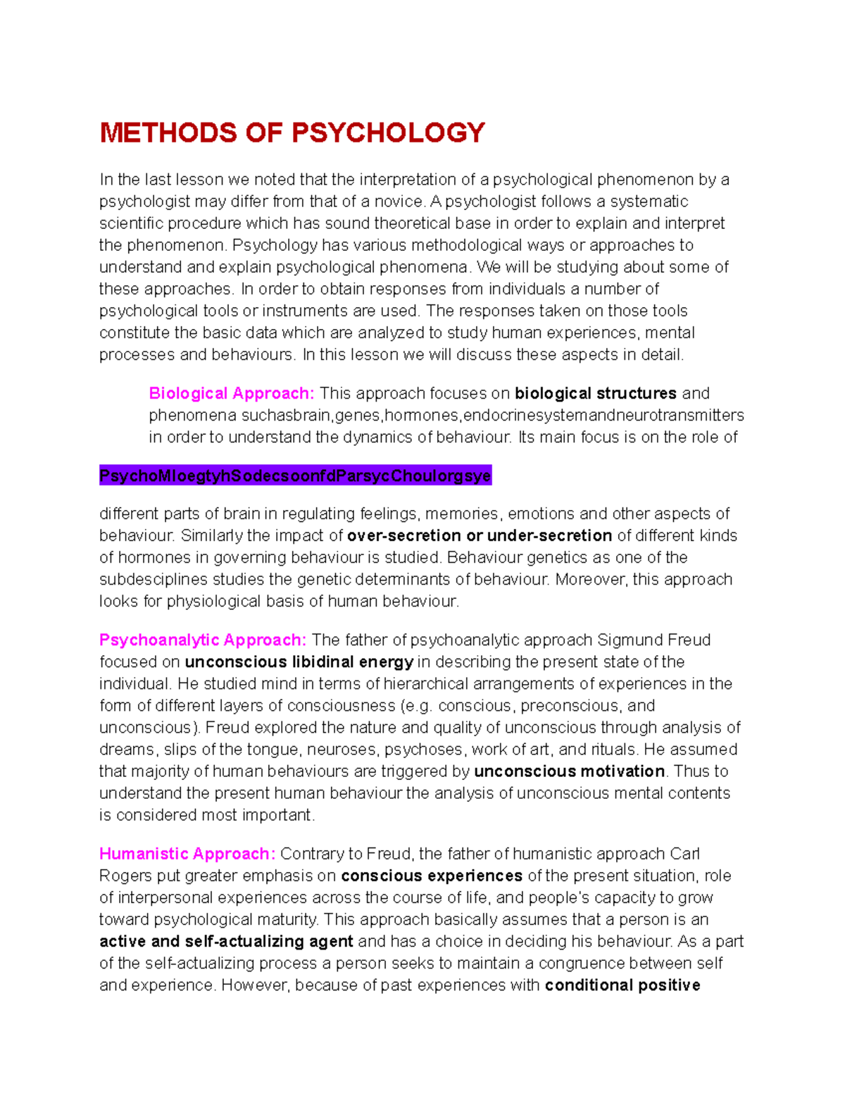 PSYC Methods of Psychology - METHODS OF PSYCHOLOGY In the last lesson ...
