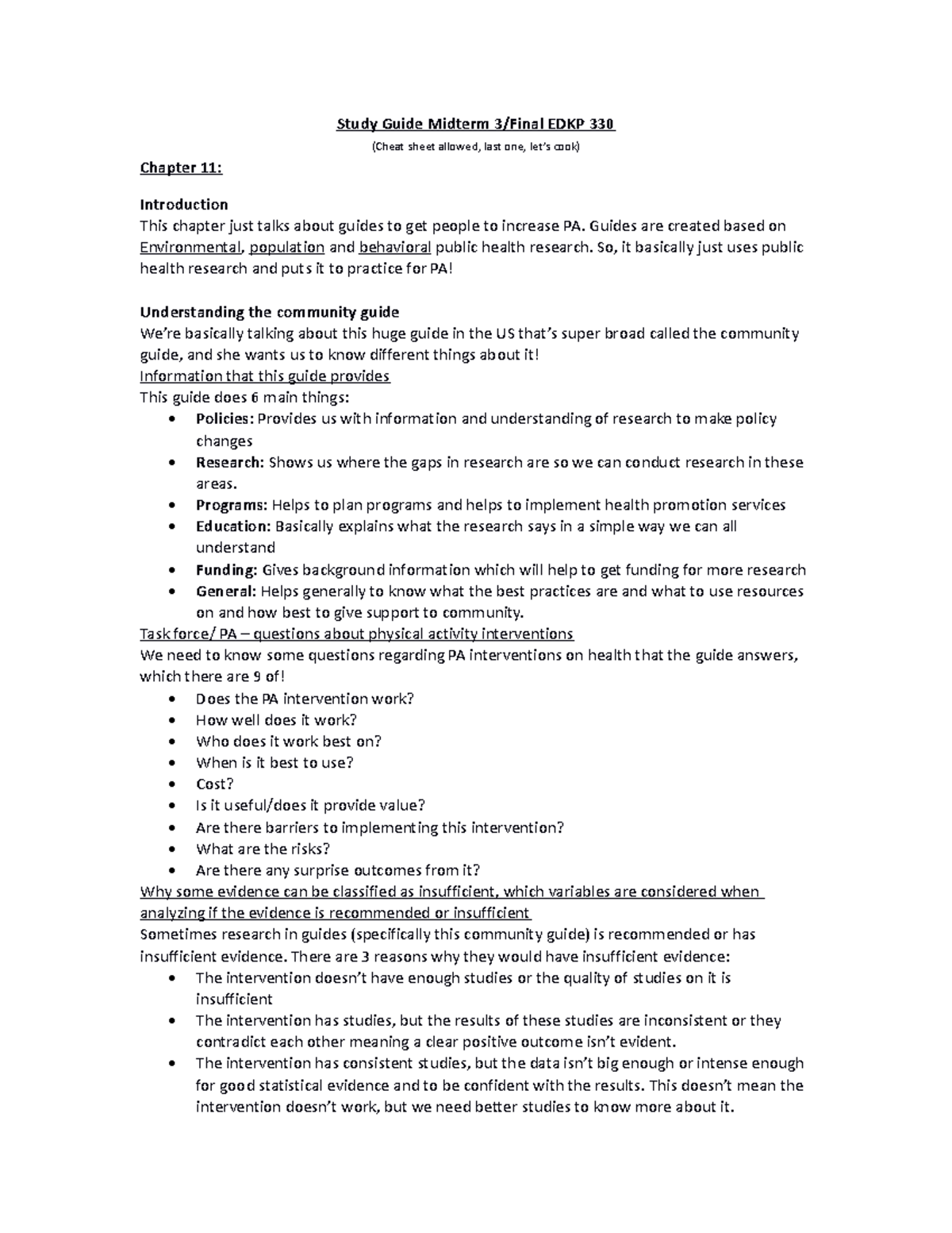 Study Guide Midterm 3 - Guides are created based on Environmental ...