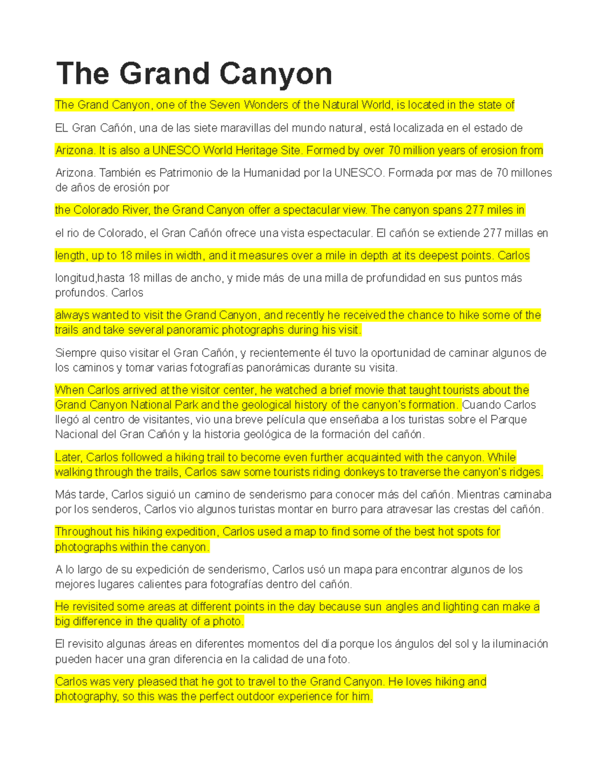 Reading 2 - knlm - The Grand Canyon The Grand Canyon, one of the Seven ...