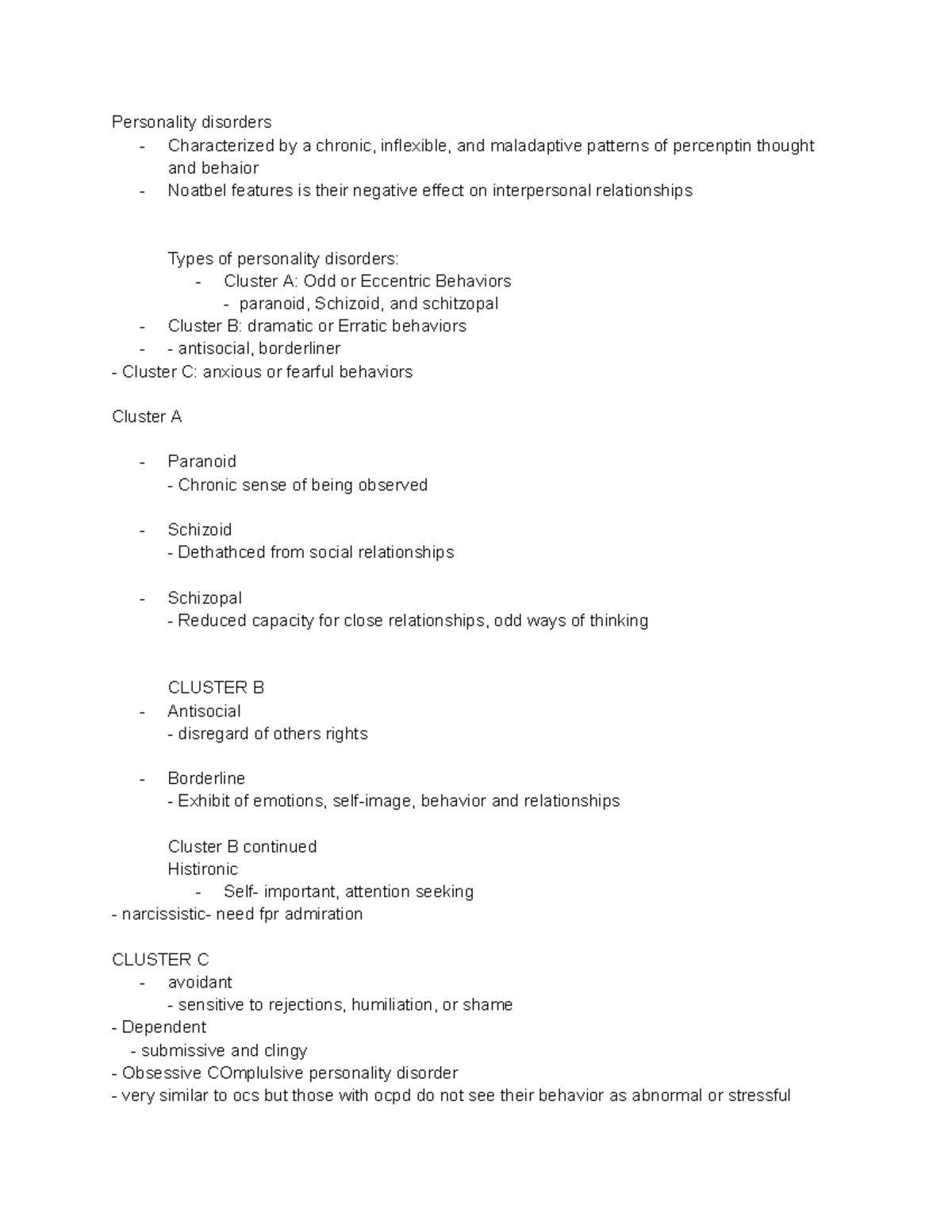 Personality disorders - Interprets normal physical Sensations as ...