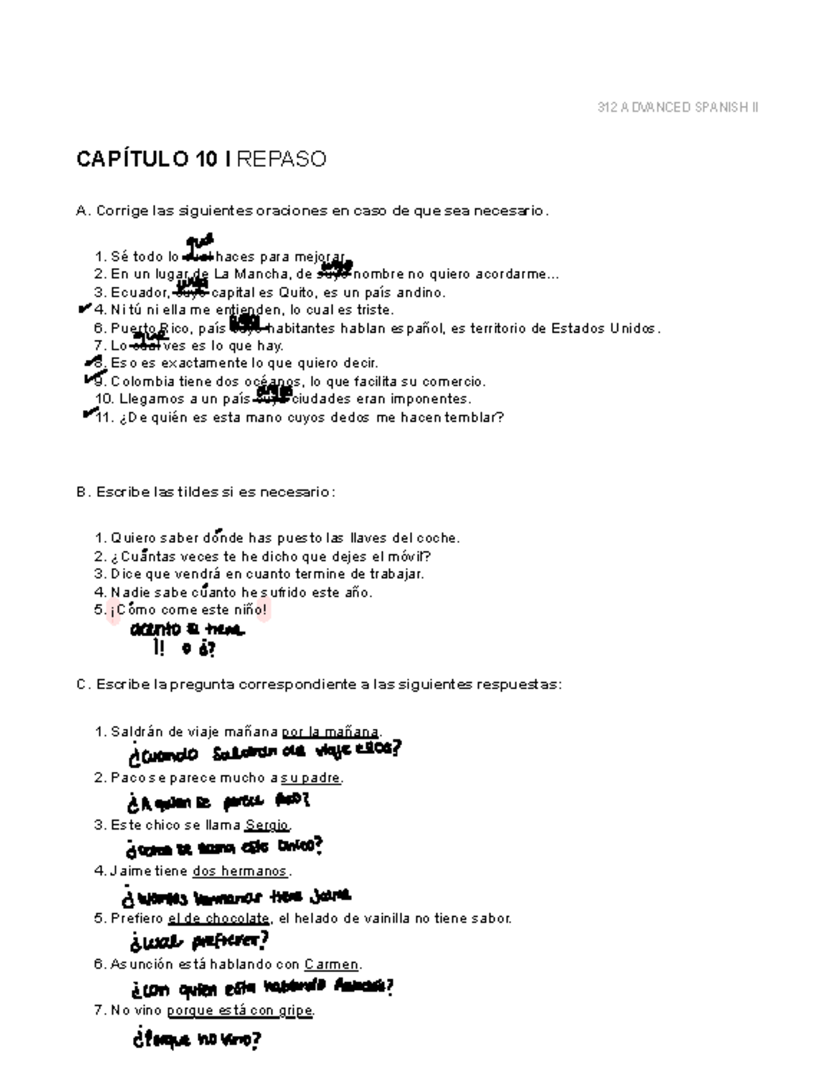 Capitulo 10 Repaso - 312 ADVANCED SPANISH II CAPÍTULO 10 l REPASO A ...