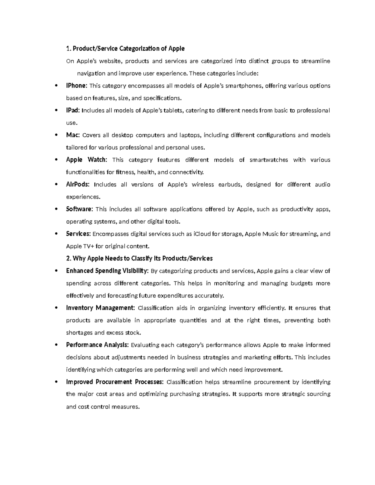 Scm 18 - sasa - 1. Product/Service Categorization of Apple On Apple’s ...