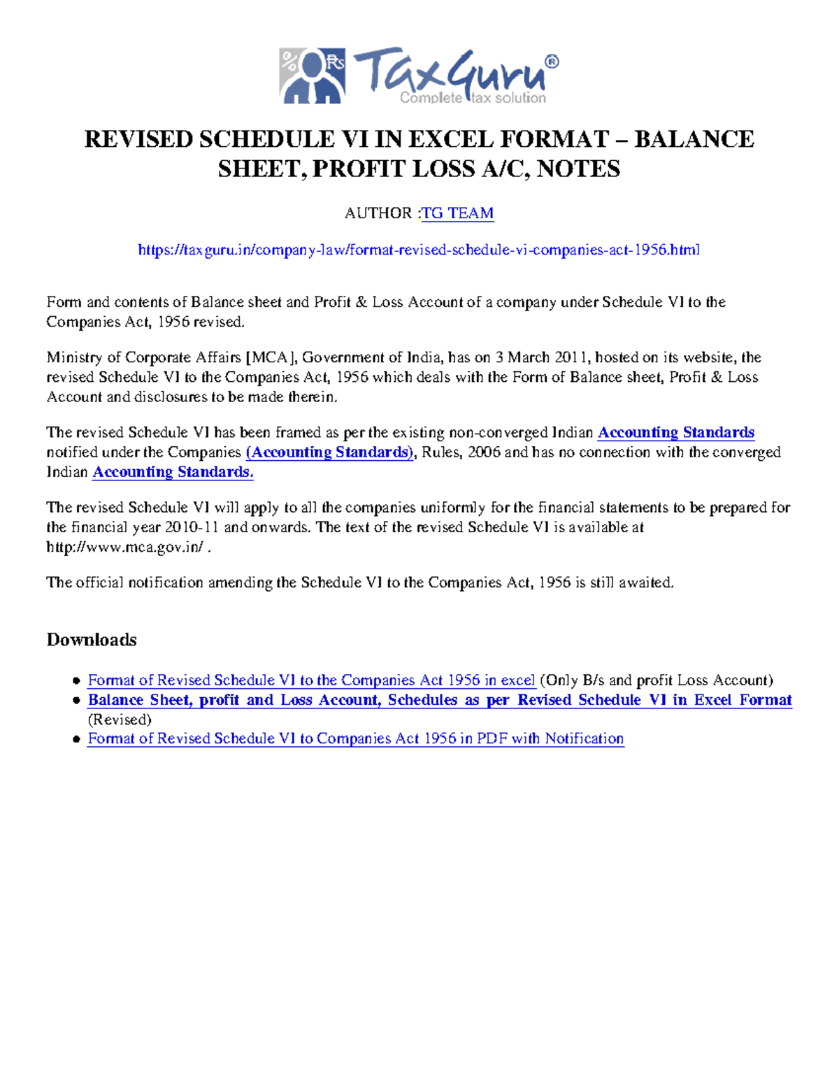 C, Notes- taxguru - REVISED SCHEDULE VI IN EXCEL FORMAT – BALANCE SHEET ...