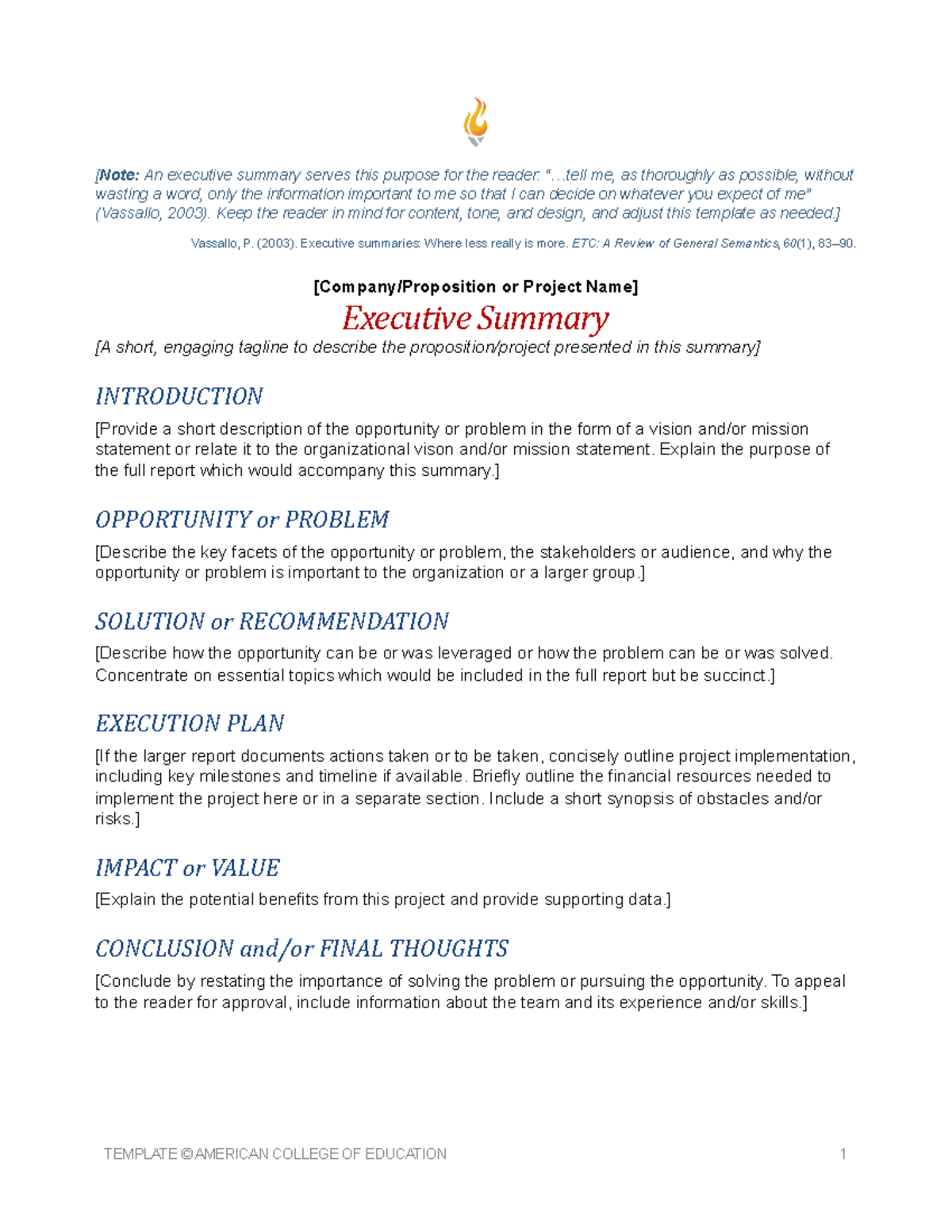 El5703 m2 LO executive summary template - [Note: An executive summary ...
