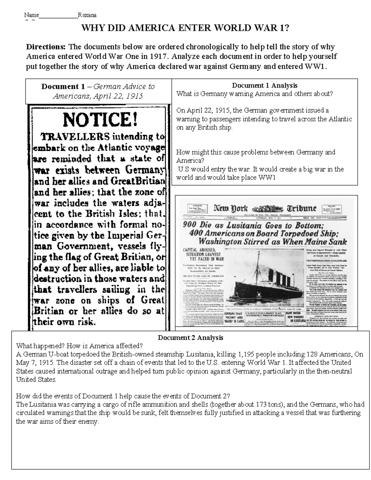 The Dust Bowl WebQuest - WHY DID AMERICA ENTER WORLD WAR 1? Directions ...