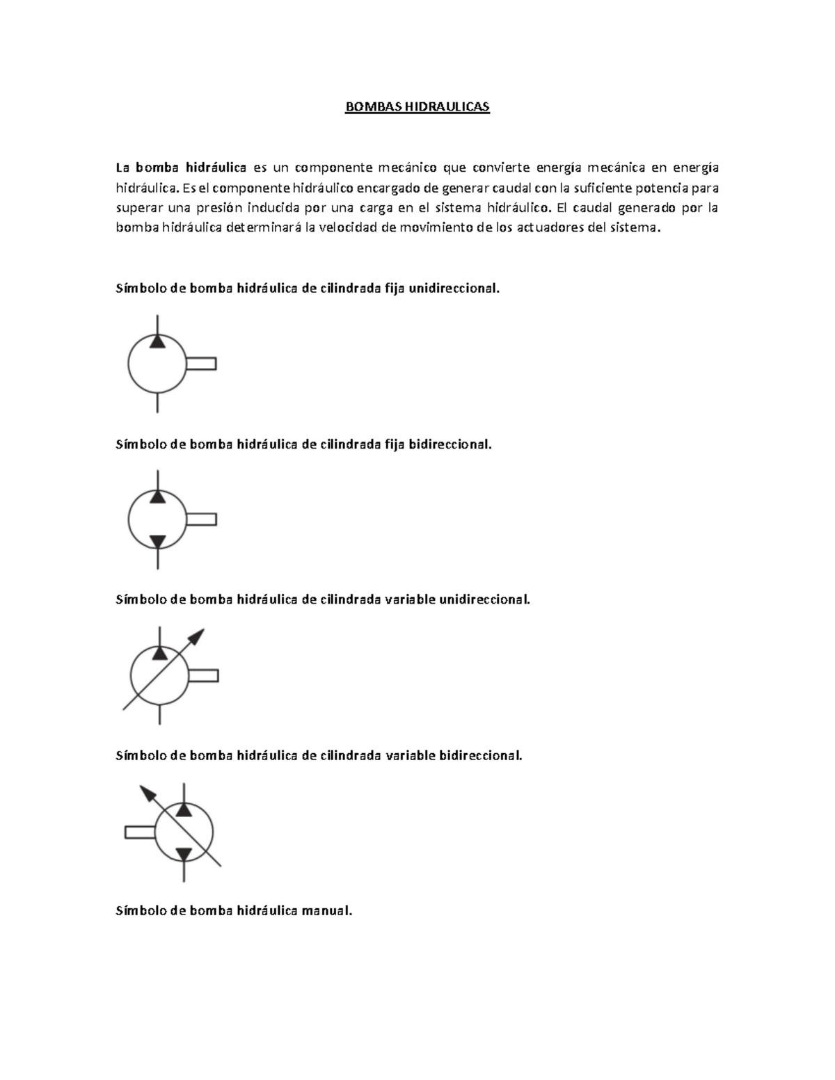 Símbolo de hidráulica resumida - BOMBAS HIDRAULICAS La bomba hidráulica ...