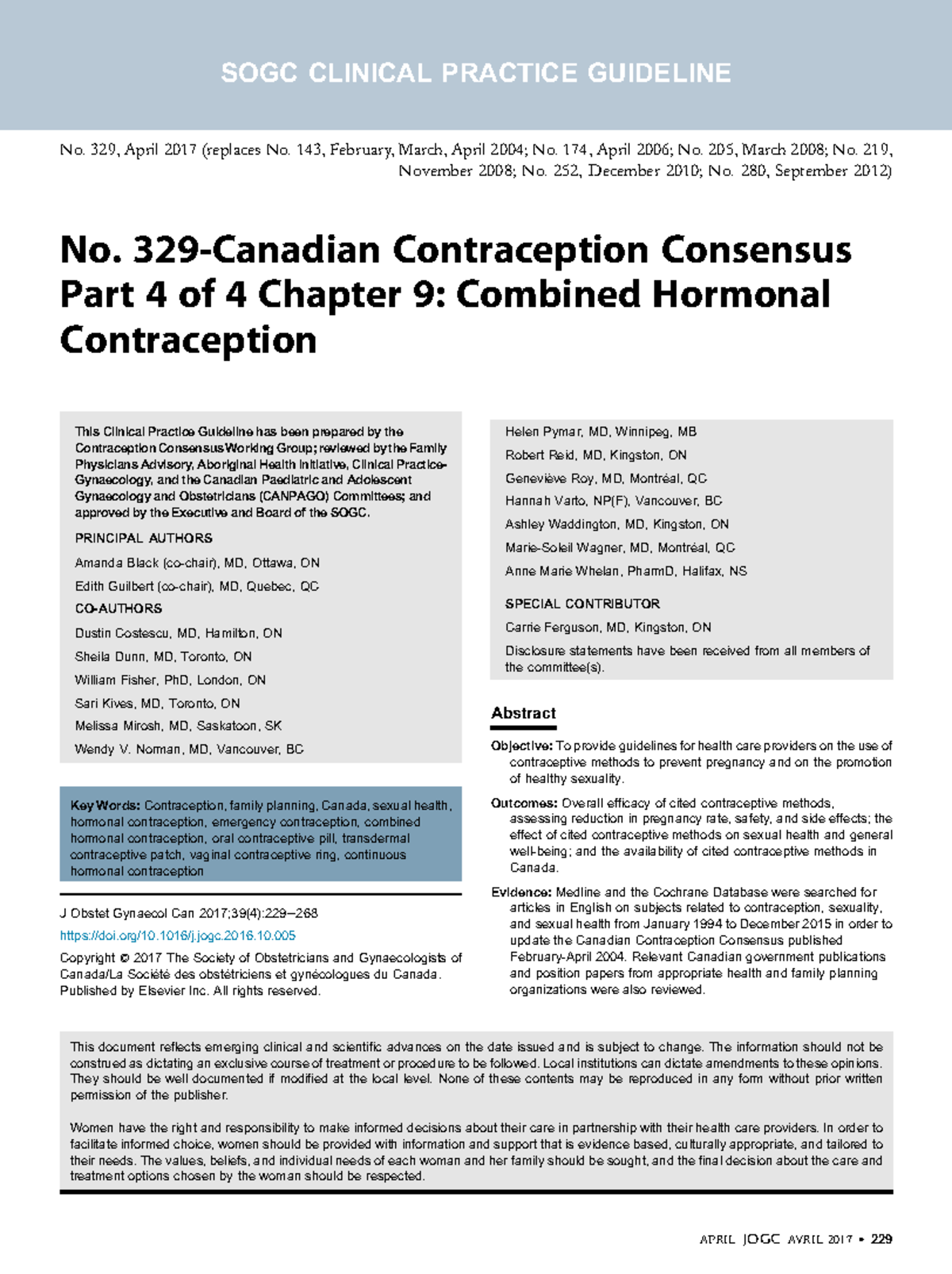 Part 4 of 4 CCC April 2017 , combined hormonal - SOGC CLINICAL PRACTICE ...