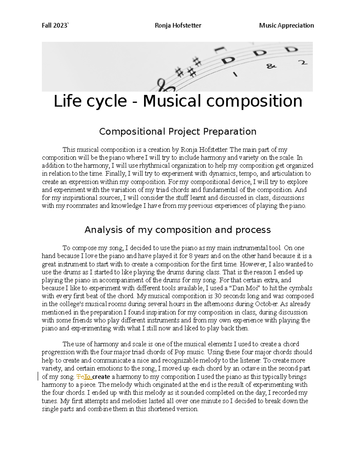 Life cycle - Muiscal analysis - Fall 2023` Ronja Hofstetter Music ...