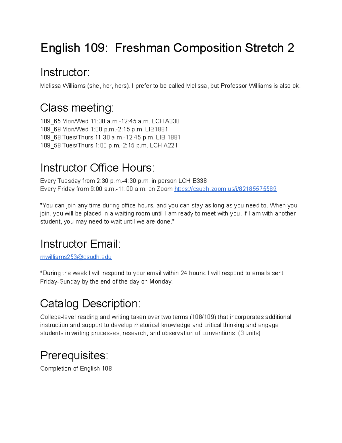 Syllabus ENG109 Spring 2023 - English 109: Freshman Composition Stretch ...