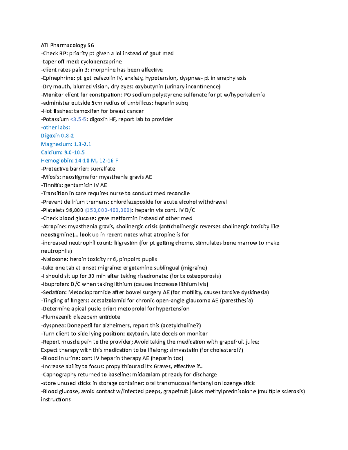 ATI Pharmacology Study Guide and Summary - ATI Pharmacology SG -Check ...