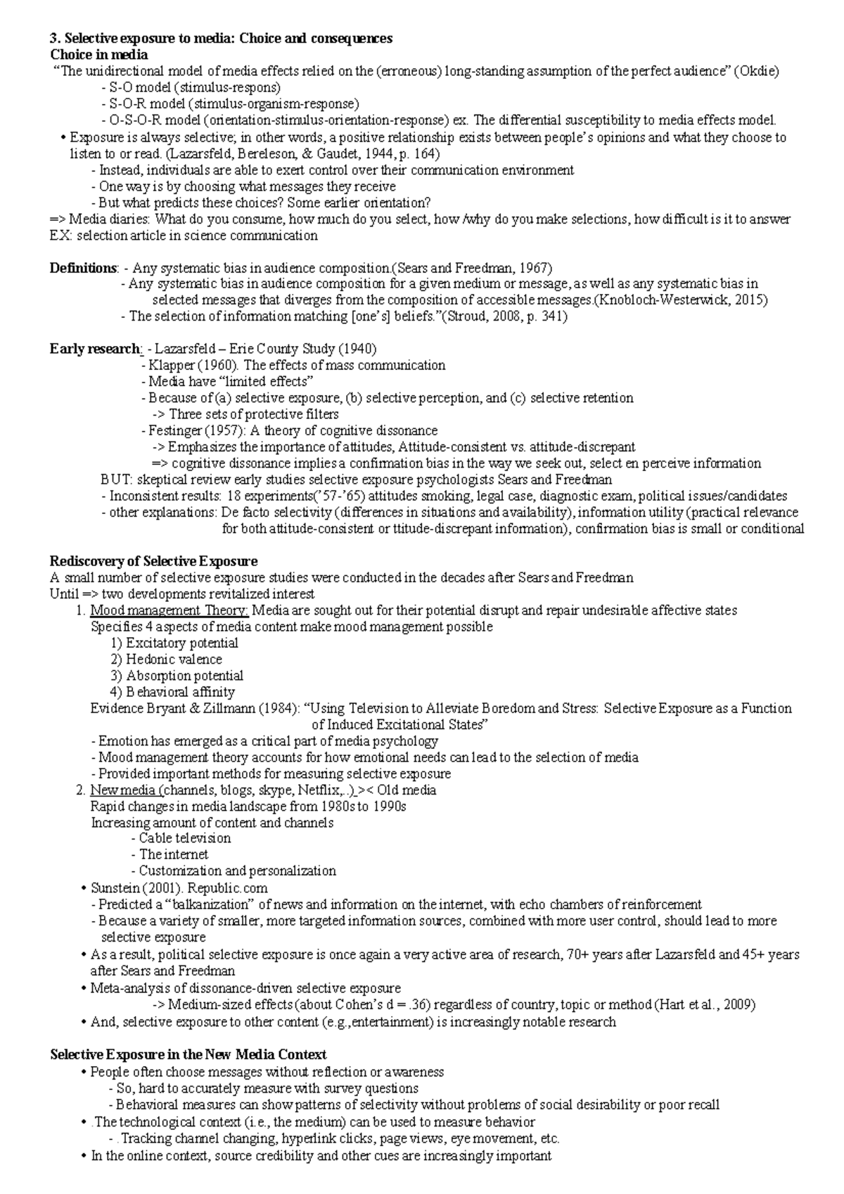 3. Selective exposure - Les 3 - 3. Selective exposure to media: Choice ...