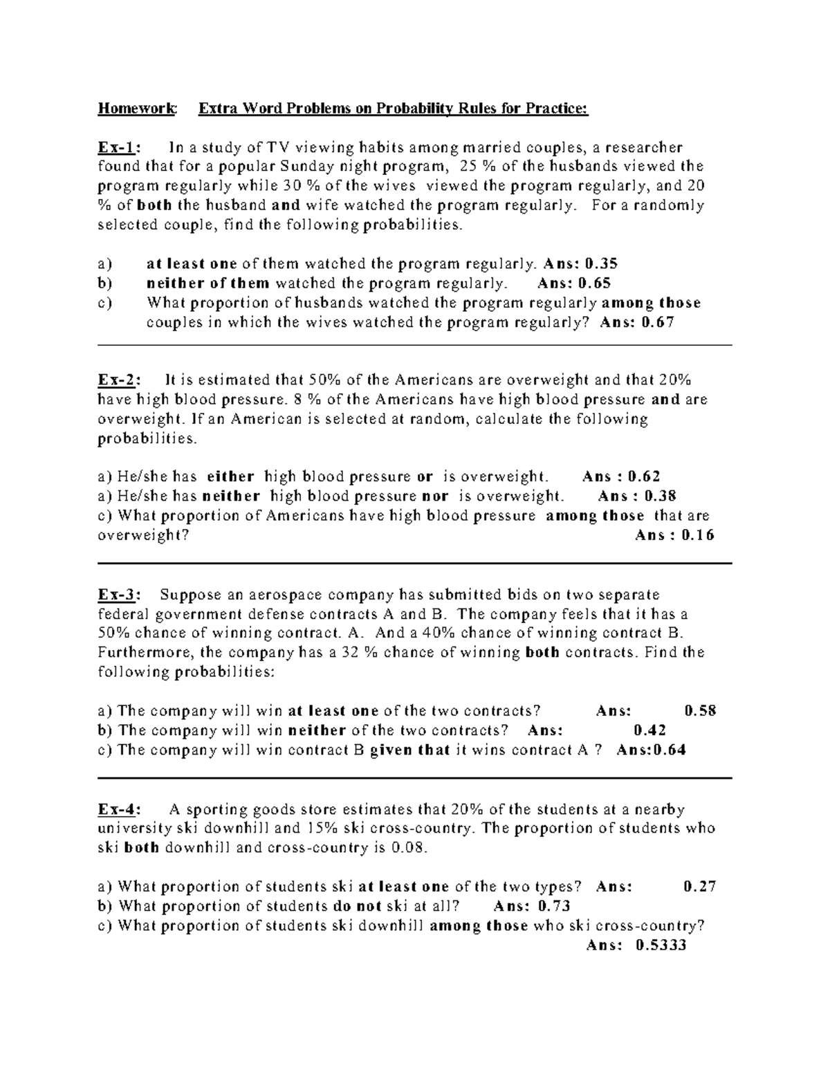 6 More Practice problems - Homework : Extra Word Problems on ...