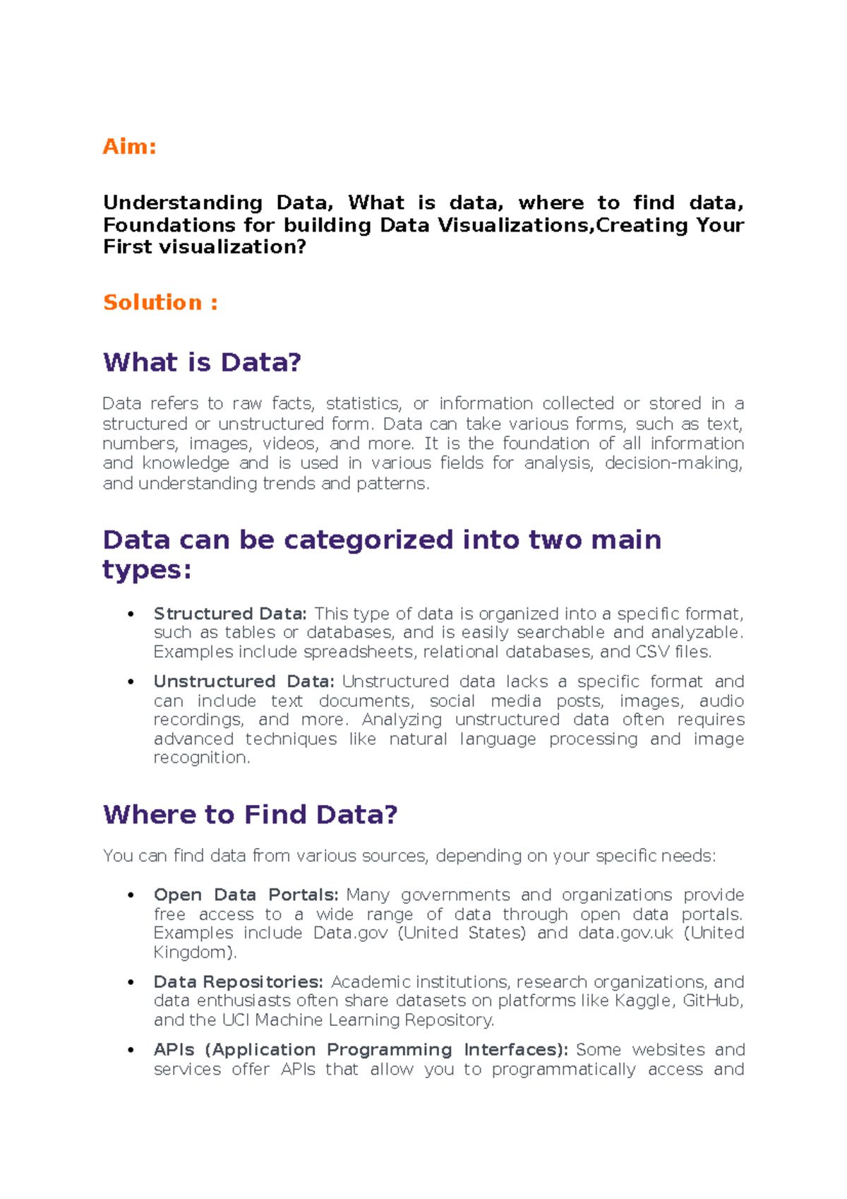 Tableau Powerbi Lab Experiment 1 Aim Understanding Data What Is Data Where To Find Data
