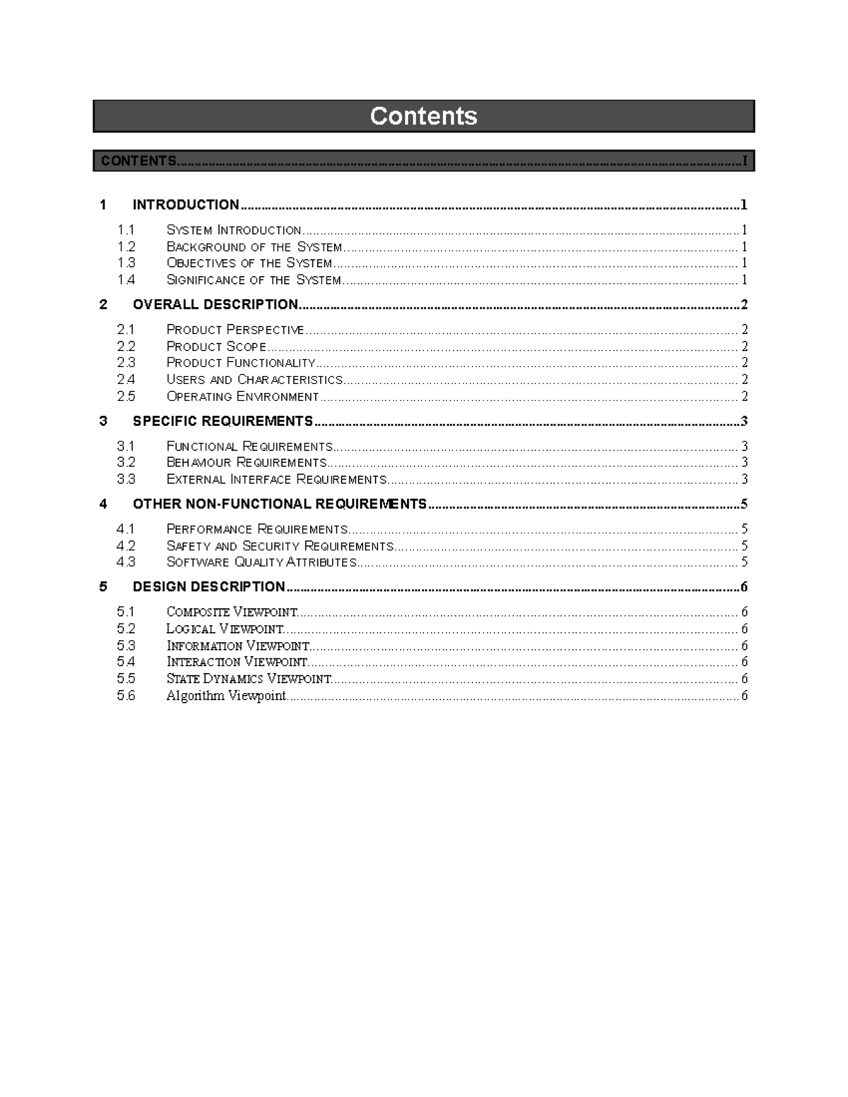 Software Requirement and Design Specification (SRDS) - Contents 1 - Studocu
