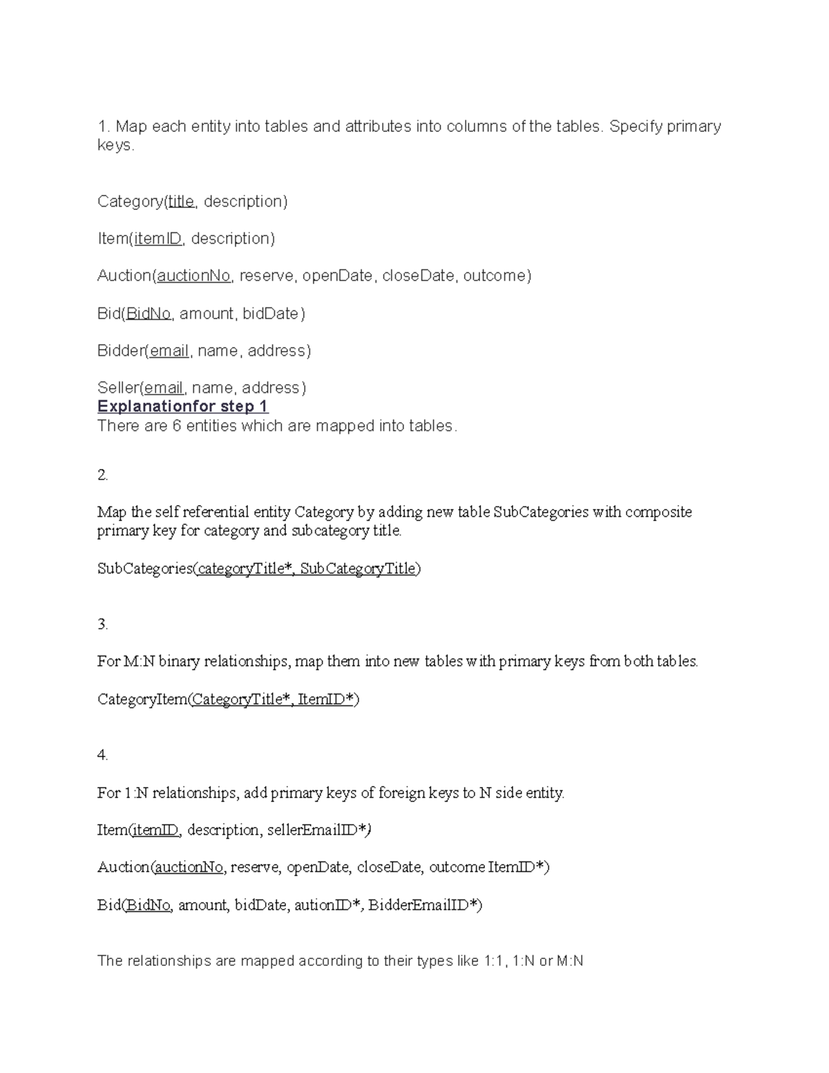 New Microsoft Word Document - Map each entity into tables and ...