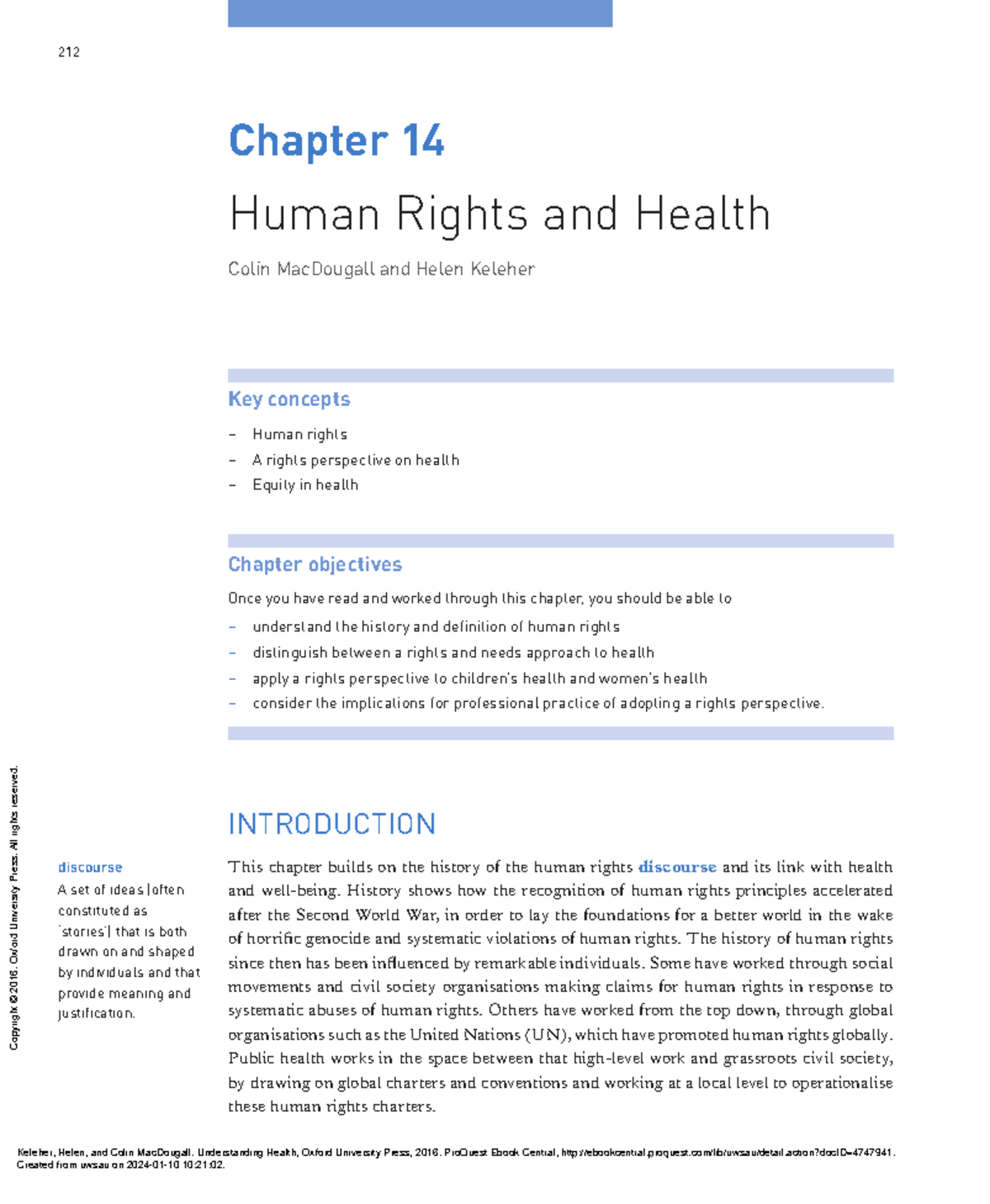 Chapter 14 - 212 Chapter 14 Human Rights and Health Colin MacDougall ...