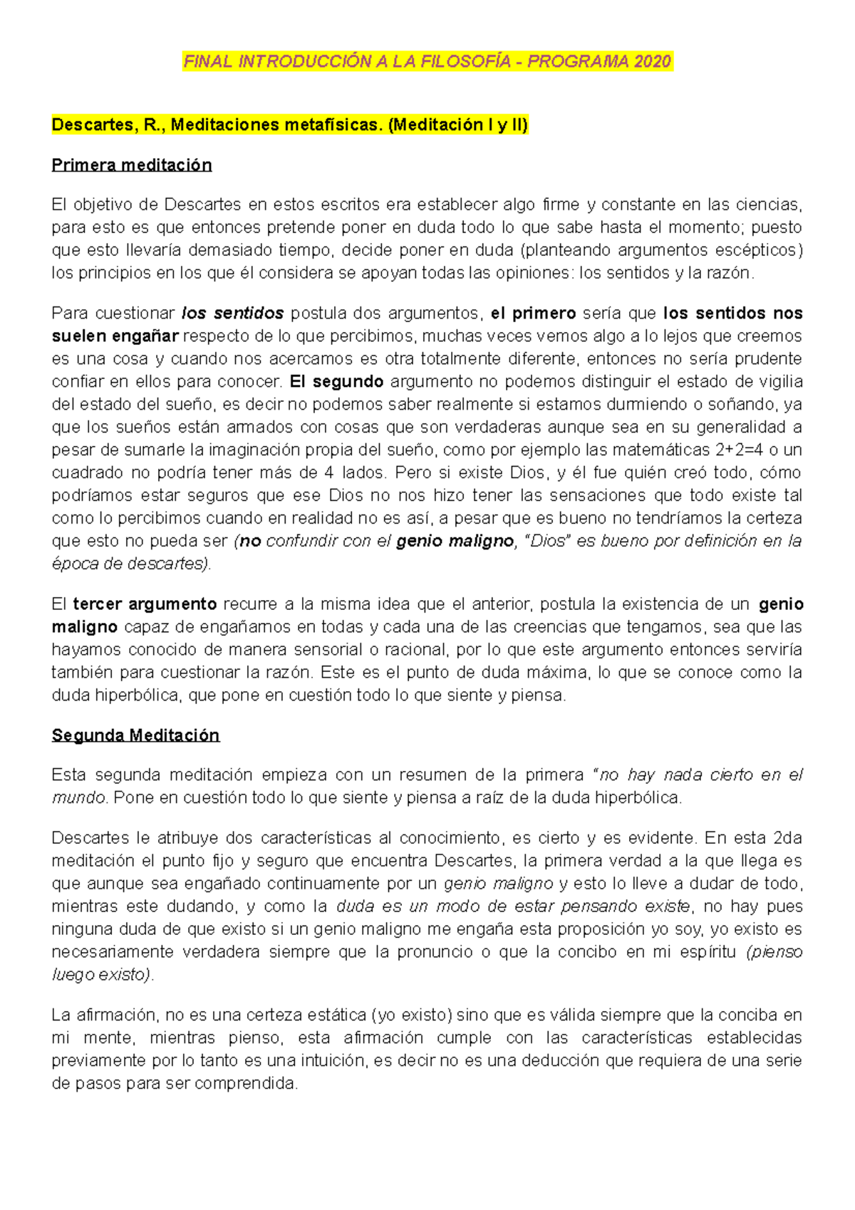 FILOSOFIA RESUMEN - Programa 2020 - UNLP - FINAL INTRODUCCIÓN A LA ...