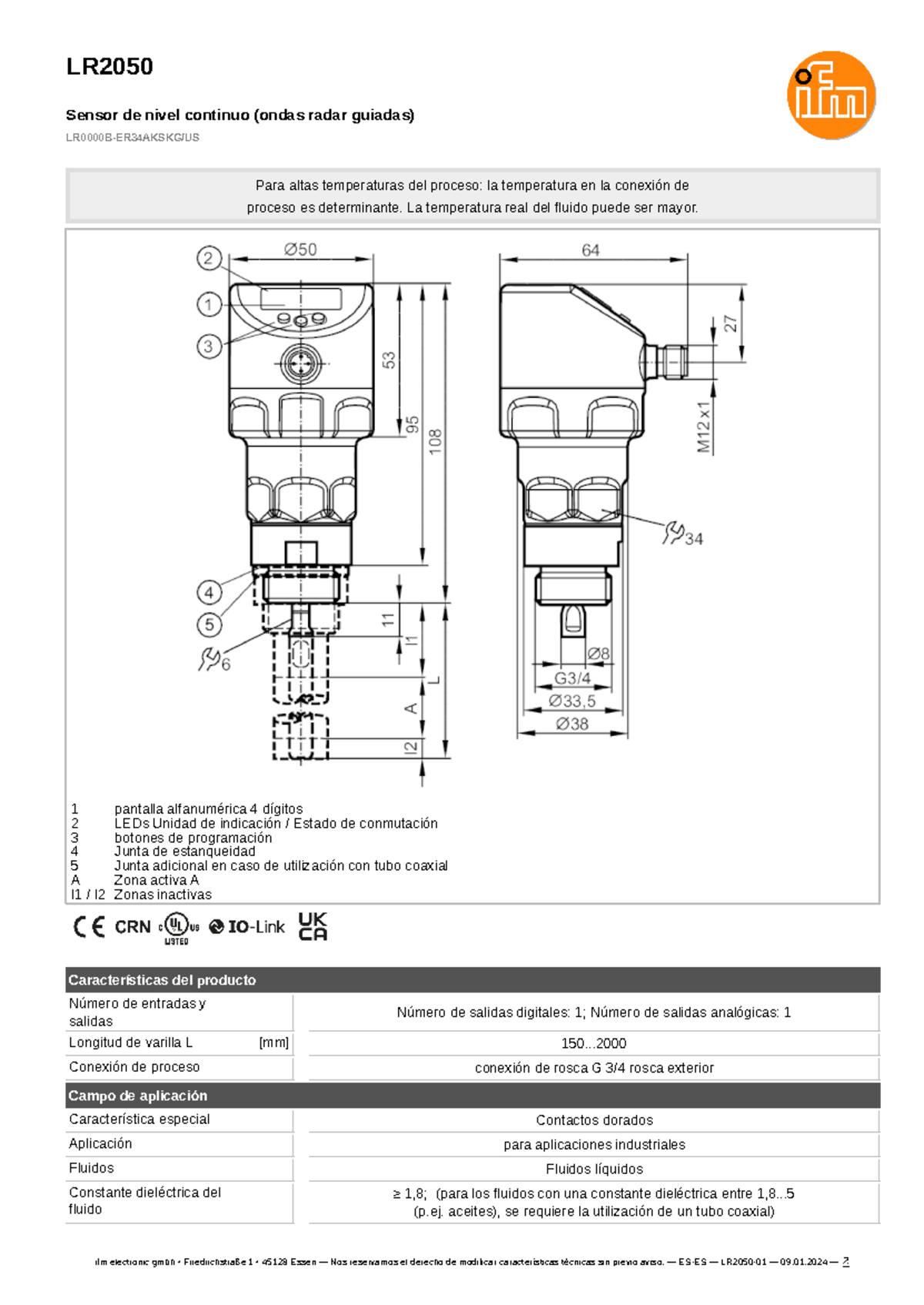 LR2050-01 ES-ES - ANALISIS DE INSTRUMENTOS - Sensor de nivel continuo ...