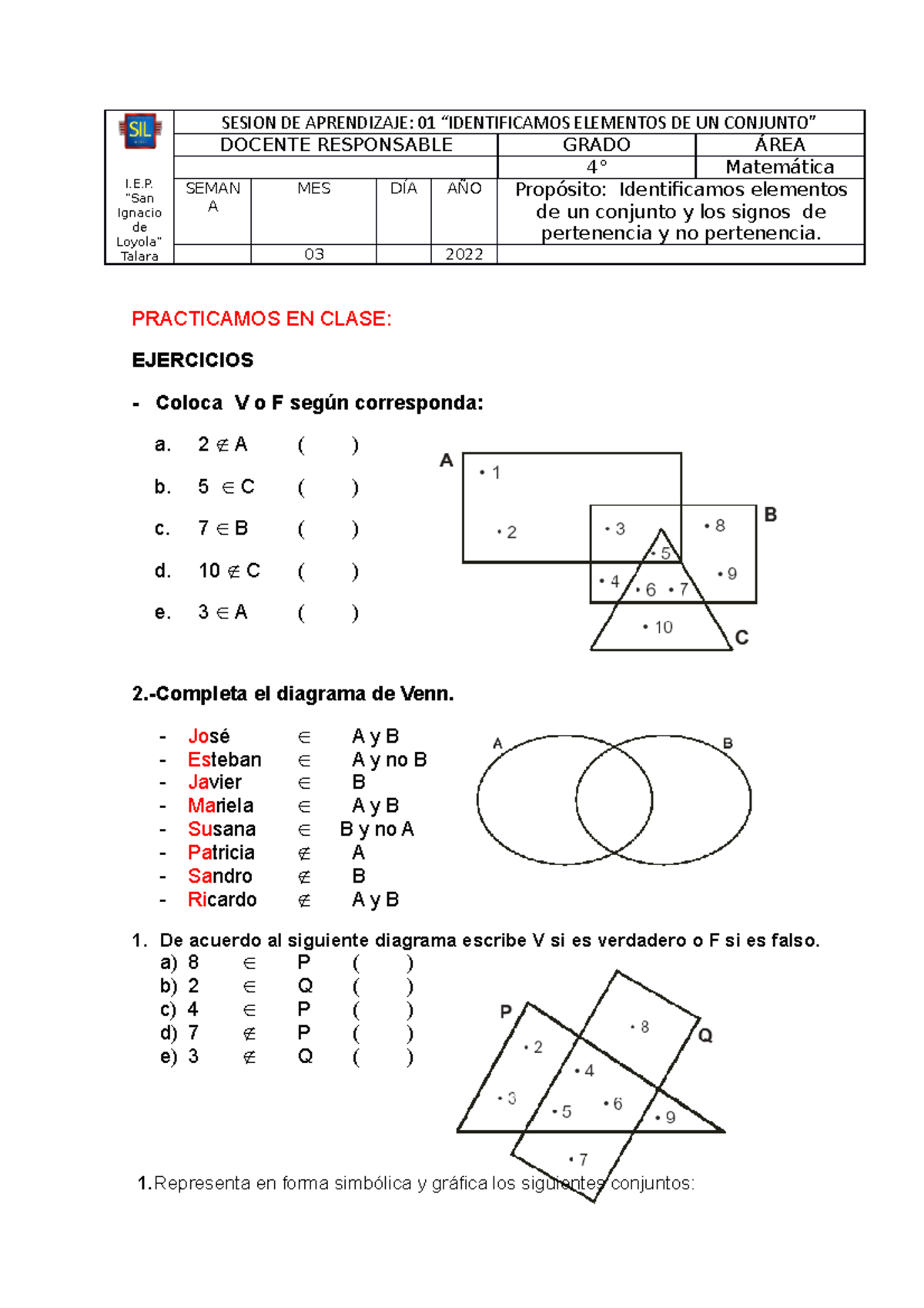 4° Elementos - elemntos de la matematica - SESION DE APRENDIZAJE: 01 ...