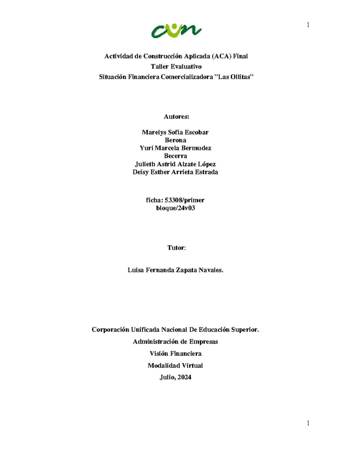 ACA Vision Financiera - aca - Actividad de Construcción Aplicada (ACA ...