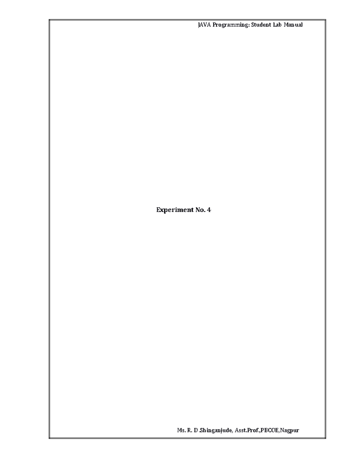 Expt No.4 done - exp 4 - Experiment No. Experiment No. 4 Aim:Write a program to illustrate the ...