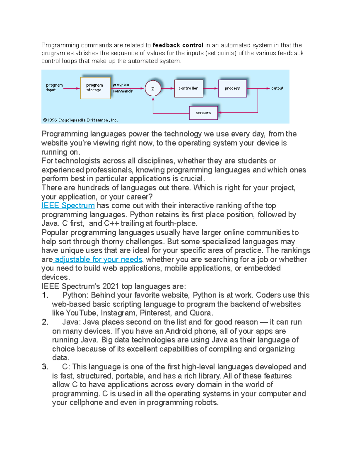 Automation Remaining Notes - Programming commands are related to ...