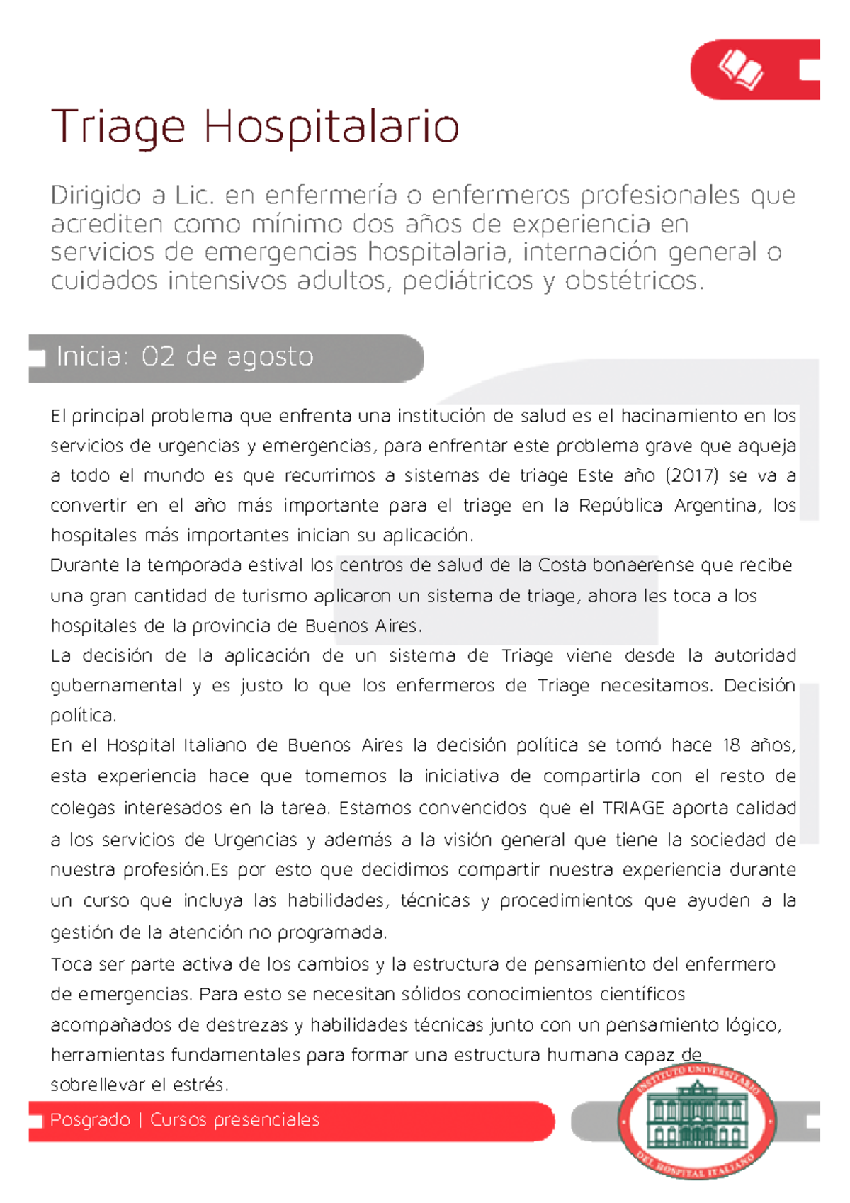 Triage hosp. Italiano - asihasd - Inicia: 02 de agosto Triage ...