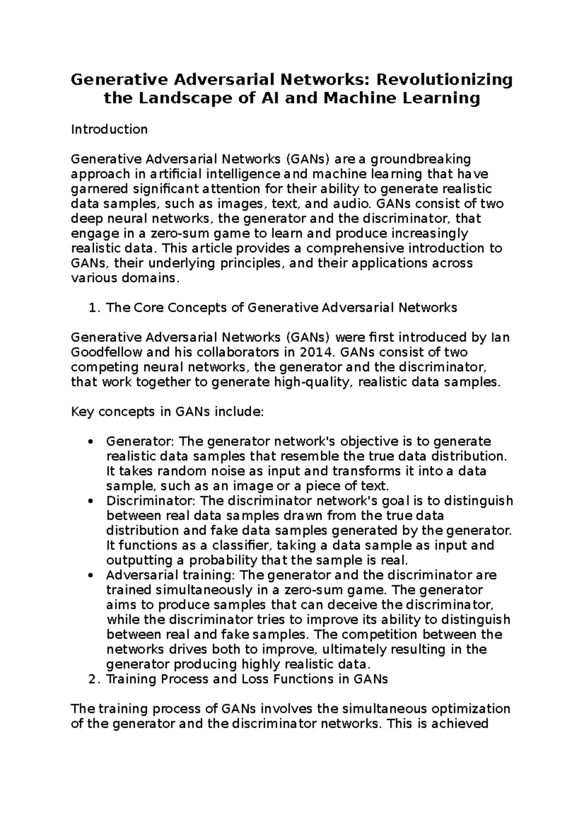 Generative Adversarial Networks- Revolutionizing the Landscape of AI and Machine Learning ...