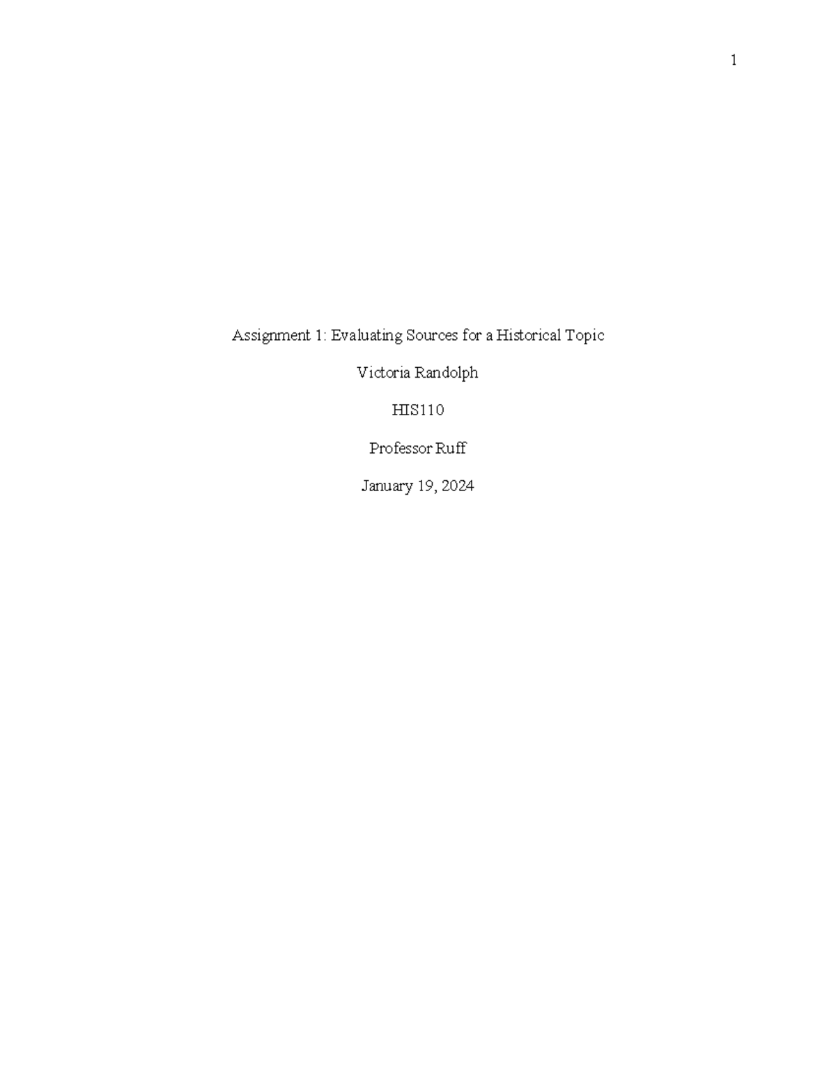 HIS110 Assignment 1-Primary-Secondary sources - Assignment 1 ...