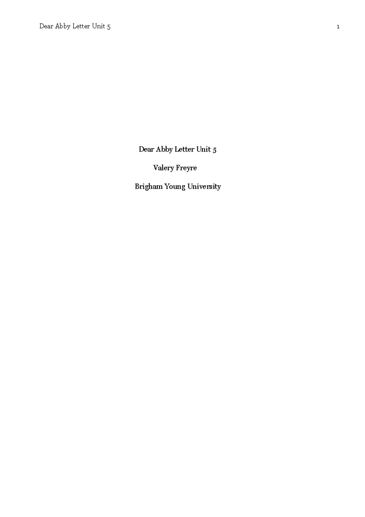 Dear Abby Letters Unit 5 - I want to make sure I prepare them for ...