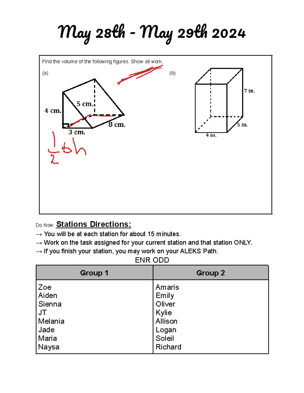 gyat-may 30th cool - Ma 28t - Ma 29t 2024 Do Now: Stations Directions: → You will be at each ...