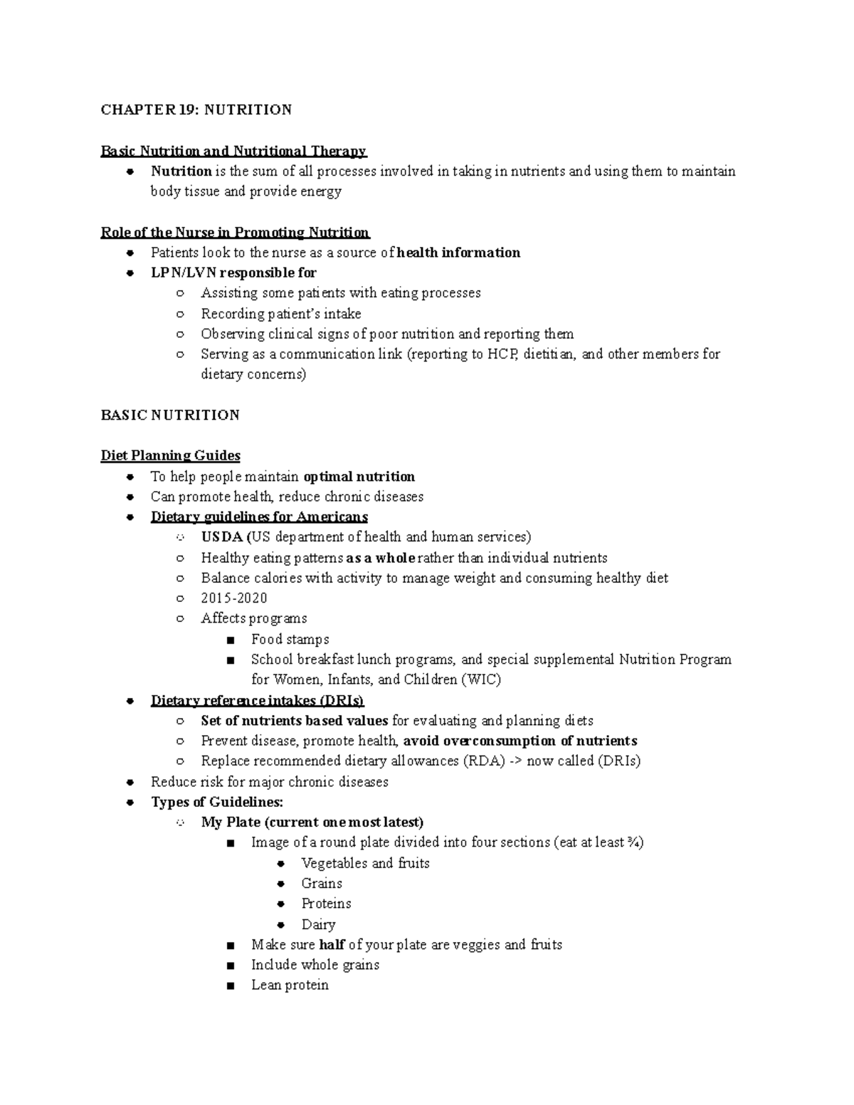 Chapter 19 - basic nutrition - CHAPTER 19: NUTRITION Basic Nutrition ...