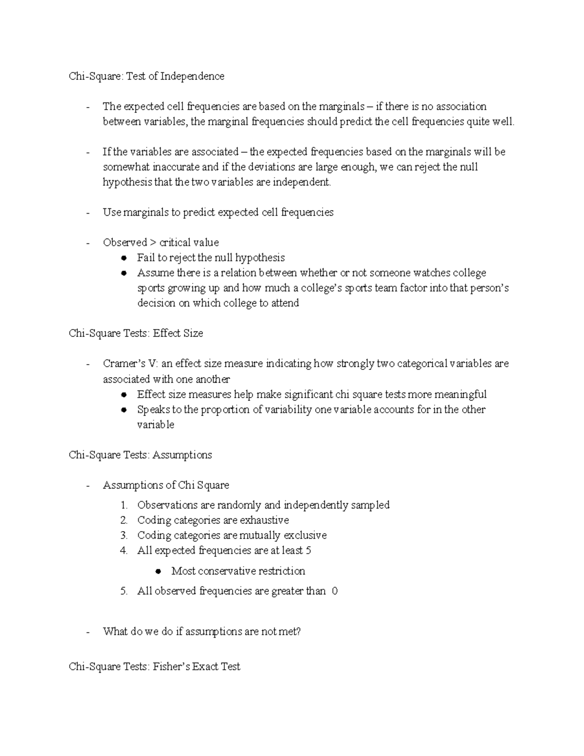 Stats- Chapters 9 and 10 - Chi-Square: Test of Independence The ...