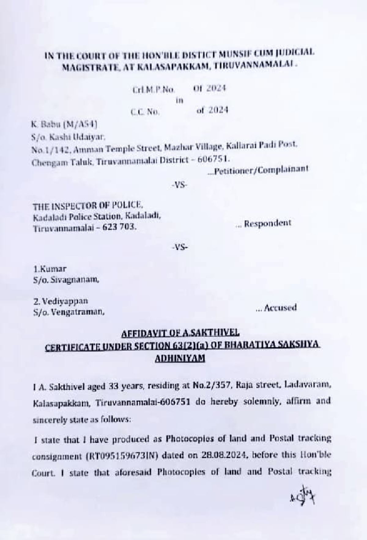 Certificate Under section 63 sub clause 2 sub clause a - IN THE COURT ...