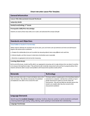 D091 Task 3 - Task 3 - A) The standard used in the lesson plan was for ...
