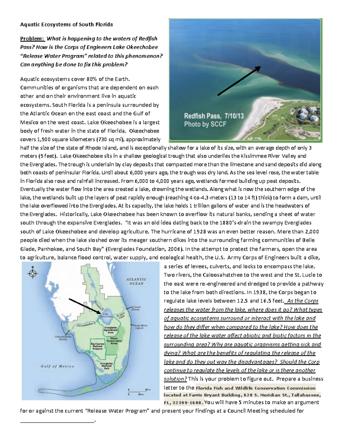 Aquatic Ecosystems PBL Task - Aquatic Ecosystems of South Florida ...