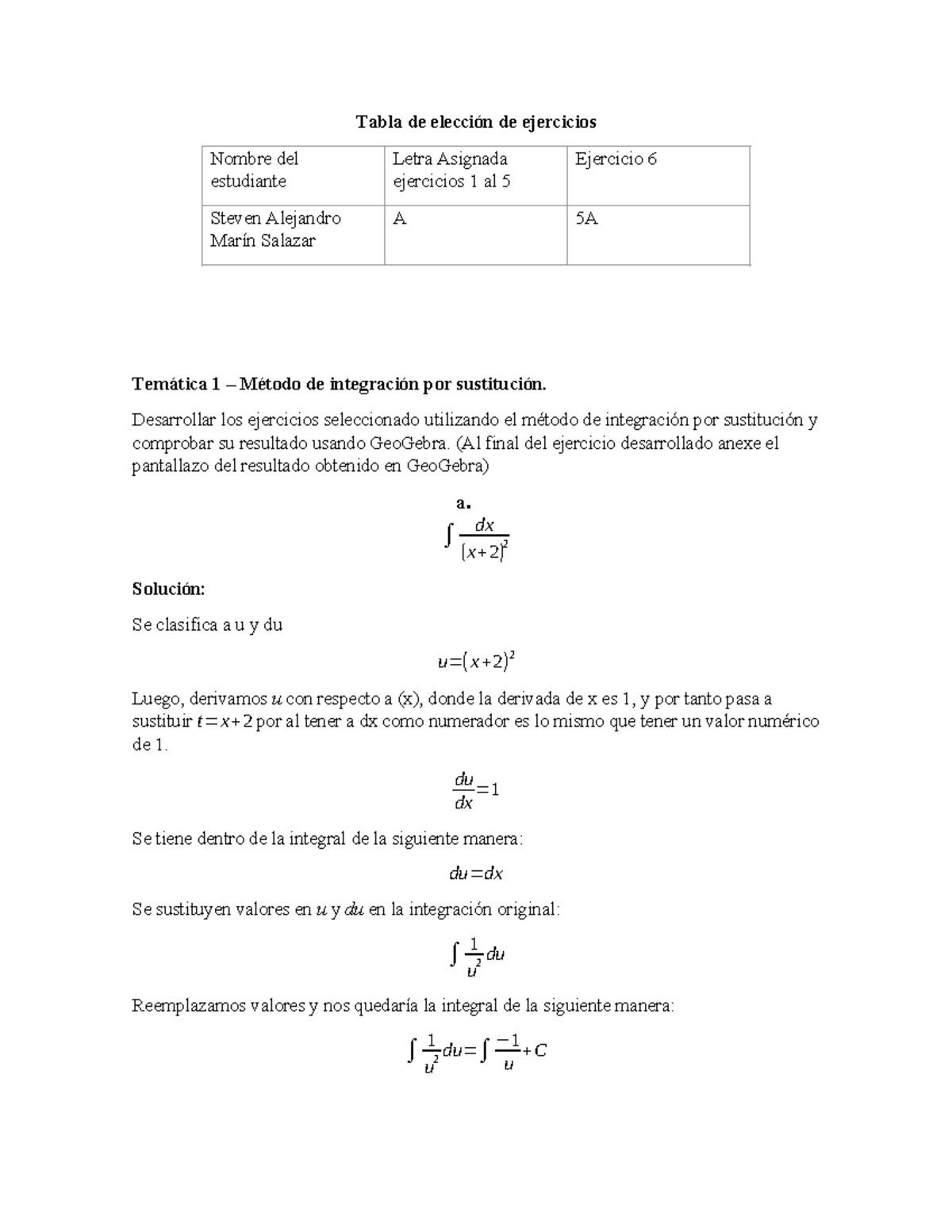 Tarea 2 Avances Steven Marin ajustado - Tabla de elección de ejercicios ...