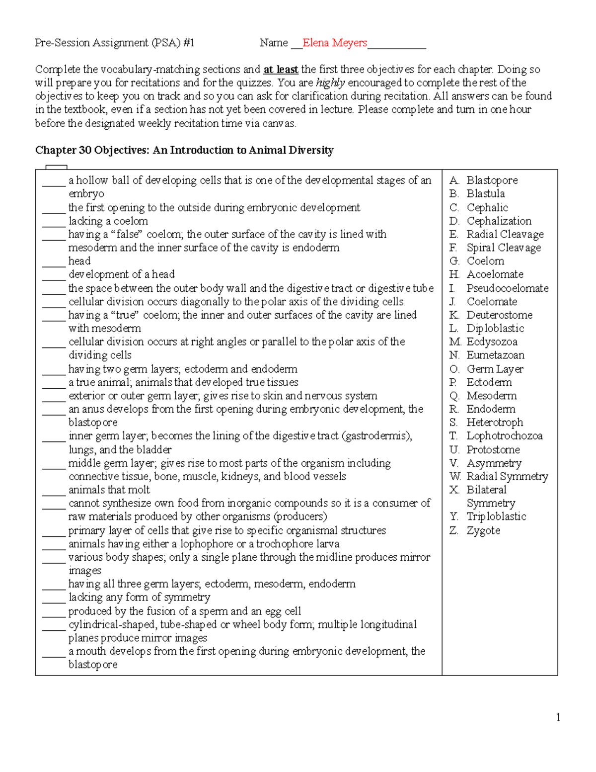 PSA 1 S22 - yost psa - Pre-Session Assignment (PSA) #1 Name Elena ...