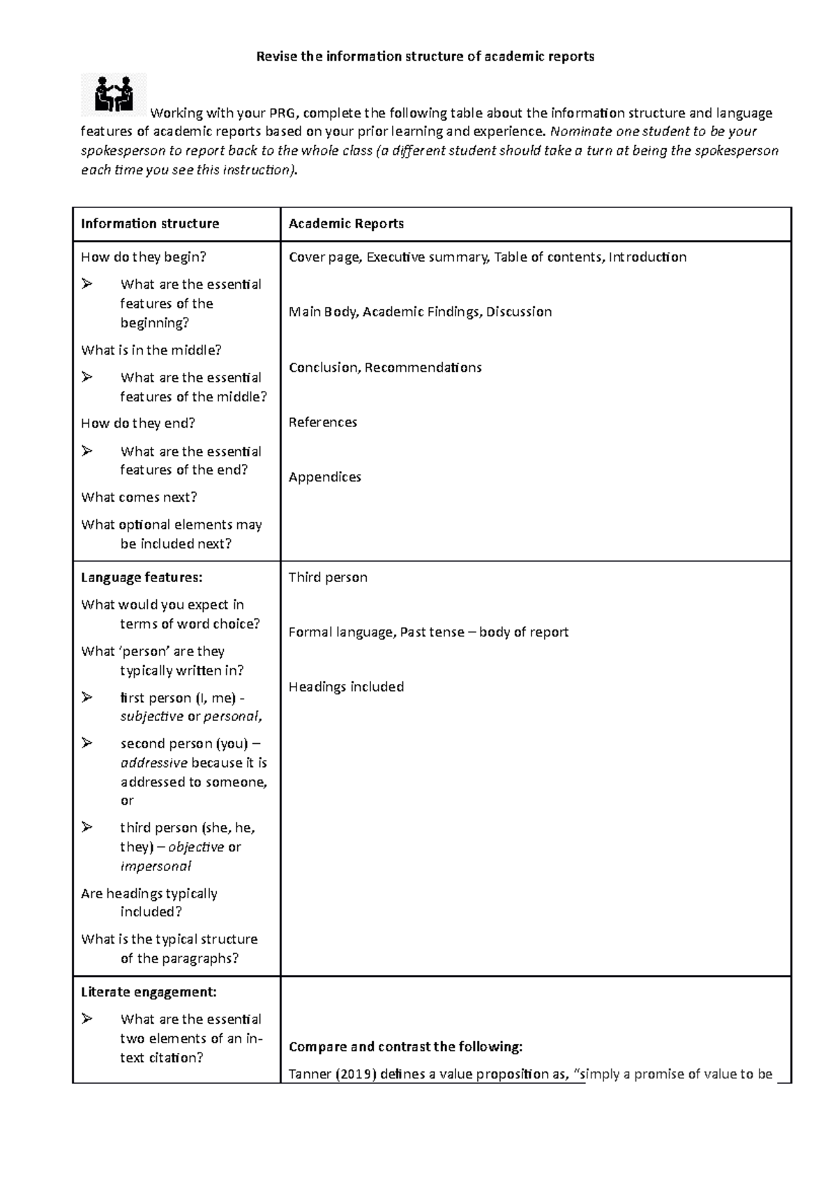 1. Revise the information structure of academic reports - Nominate one ...