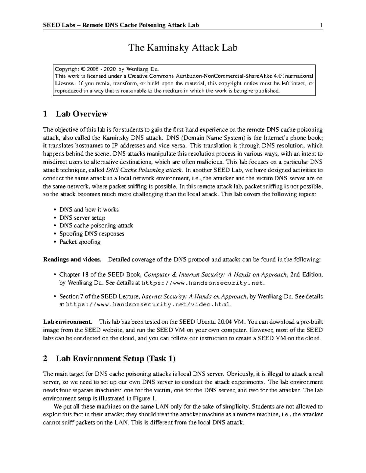 DNS Remote - The Kaminsky Attack Lab Using the Kaminsky method to launch DNS cache poisoning ...