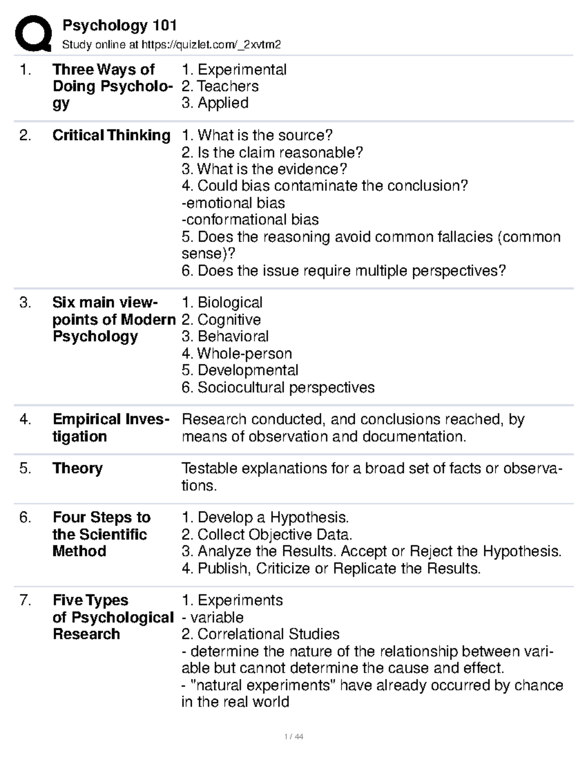 Psy 101 - Psy 101 materials - Study online at quizlet/_2xvtm Three Ways ...
