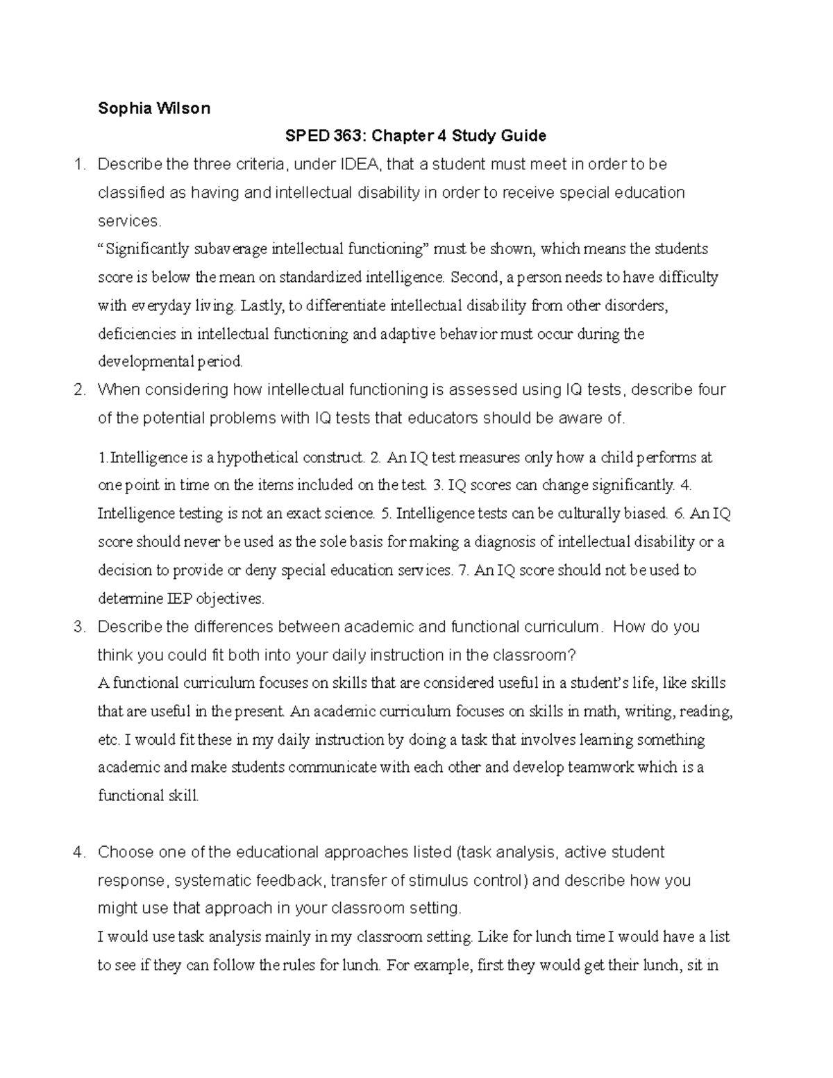 Chapter 4 Homework - Sophia Wilson SPED 363: Chapter 4 Study Guide ...