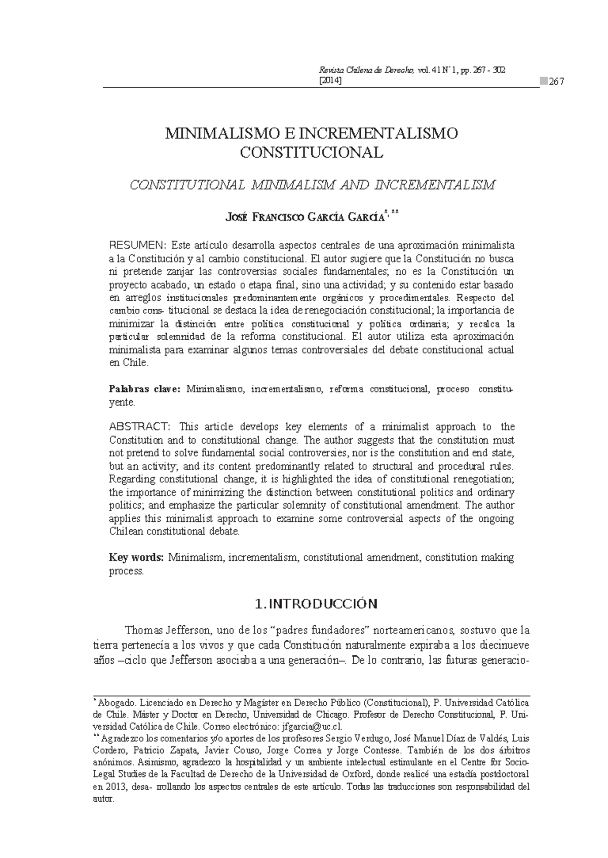Minimalismo e incrementalismo constitucional Garcia Jose - Revista ...