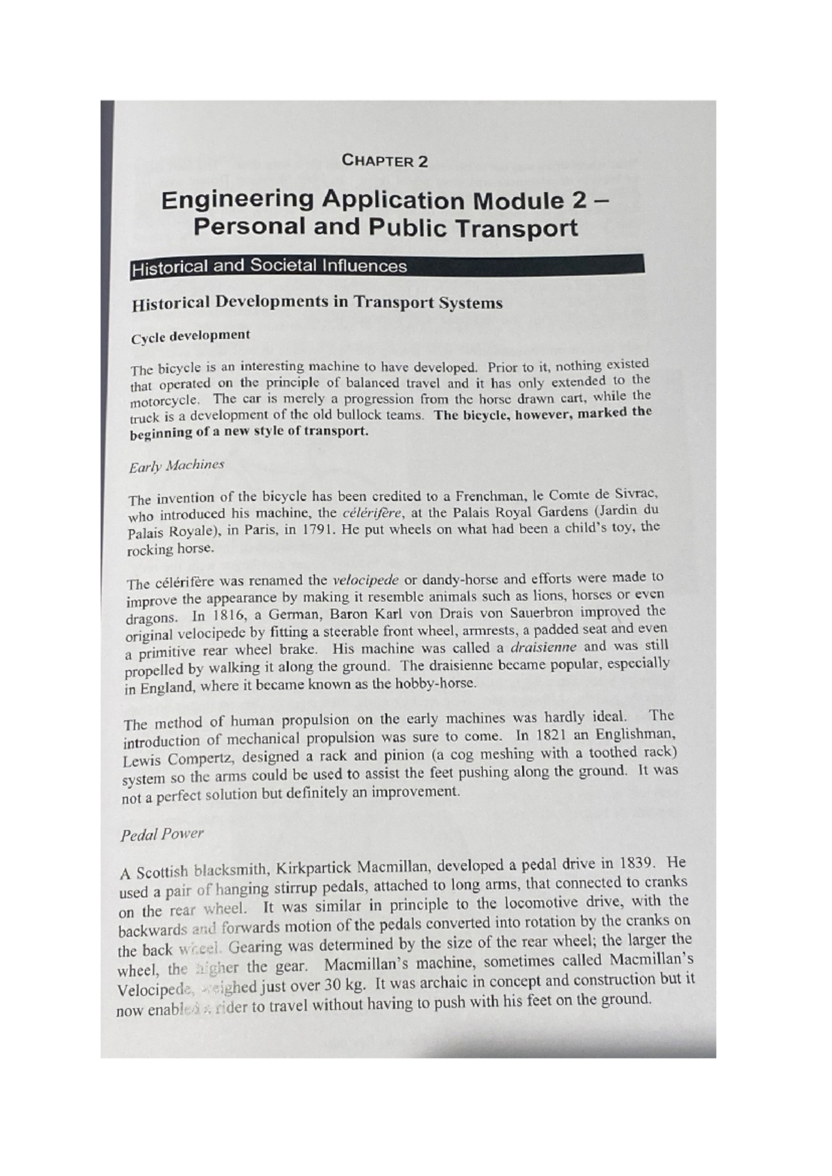 2a History of Bikes textbook - CHAPTER 2 Engineering Application Module 2 Personal and Public ...