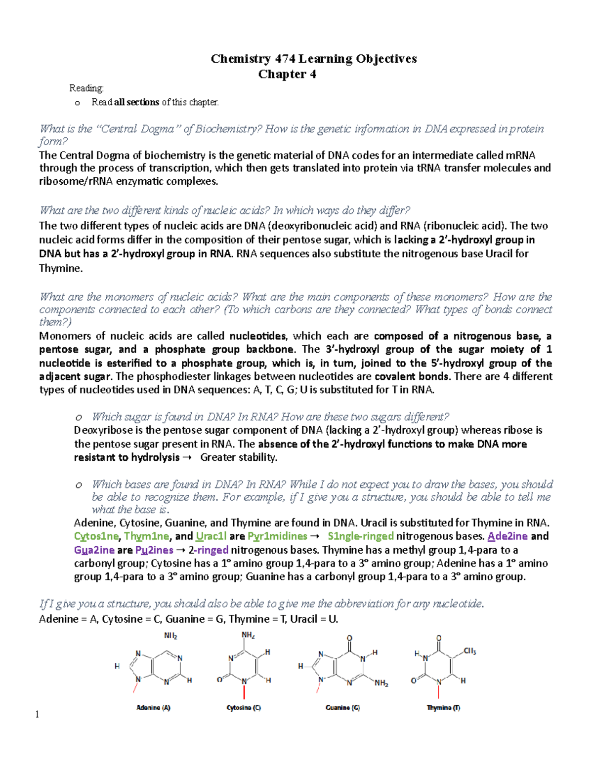 Chemistry 474 Learning Objectives SG EXAM II (Ch. 4 & 8) - Chemistry ...