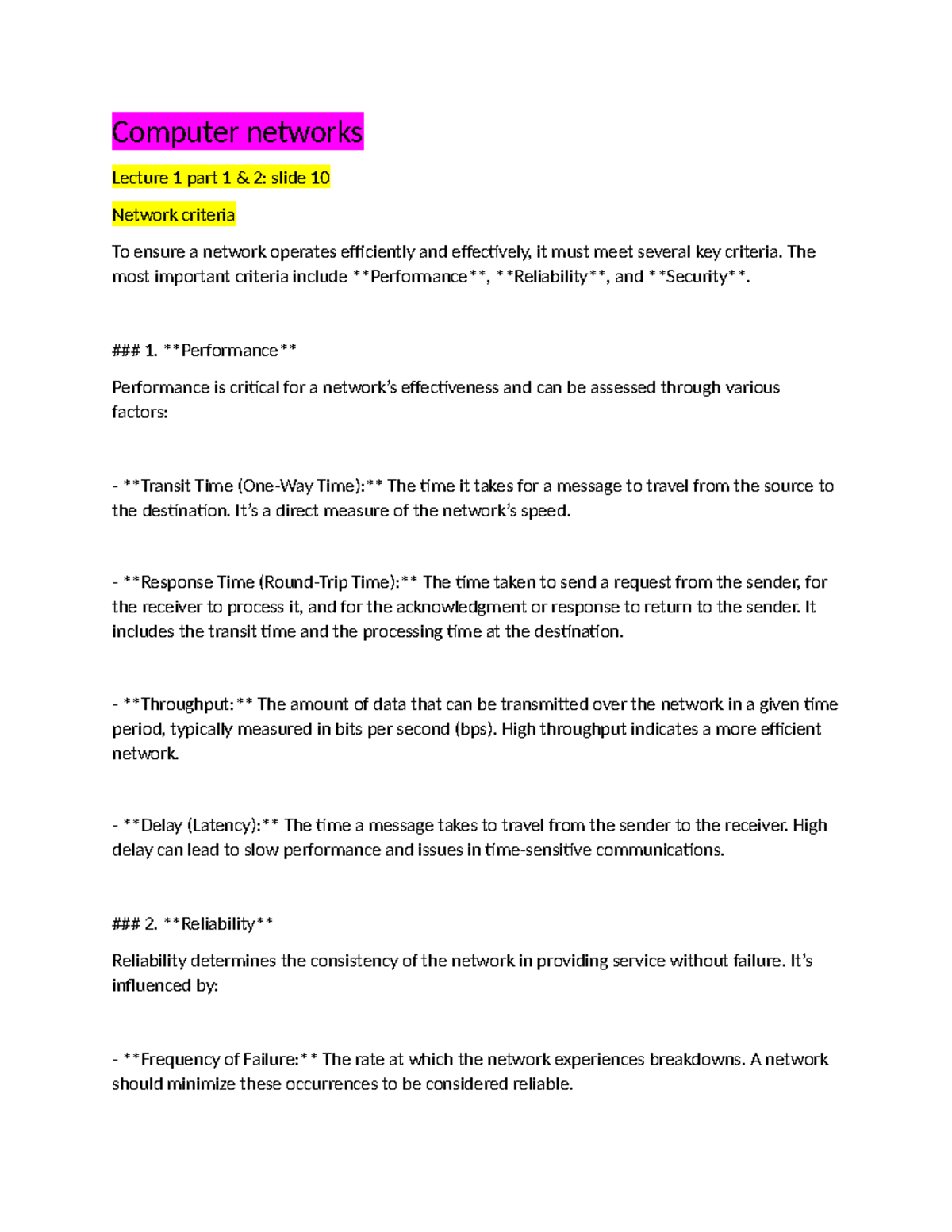 Computer networks - knowledge - Computer networks Lecture 1 part 1 & 2: slide 10 Network - Studocu