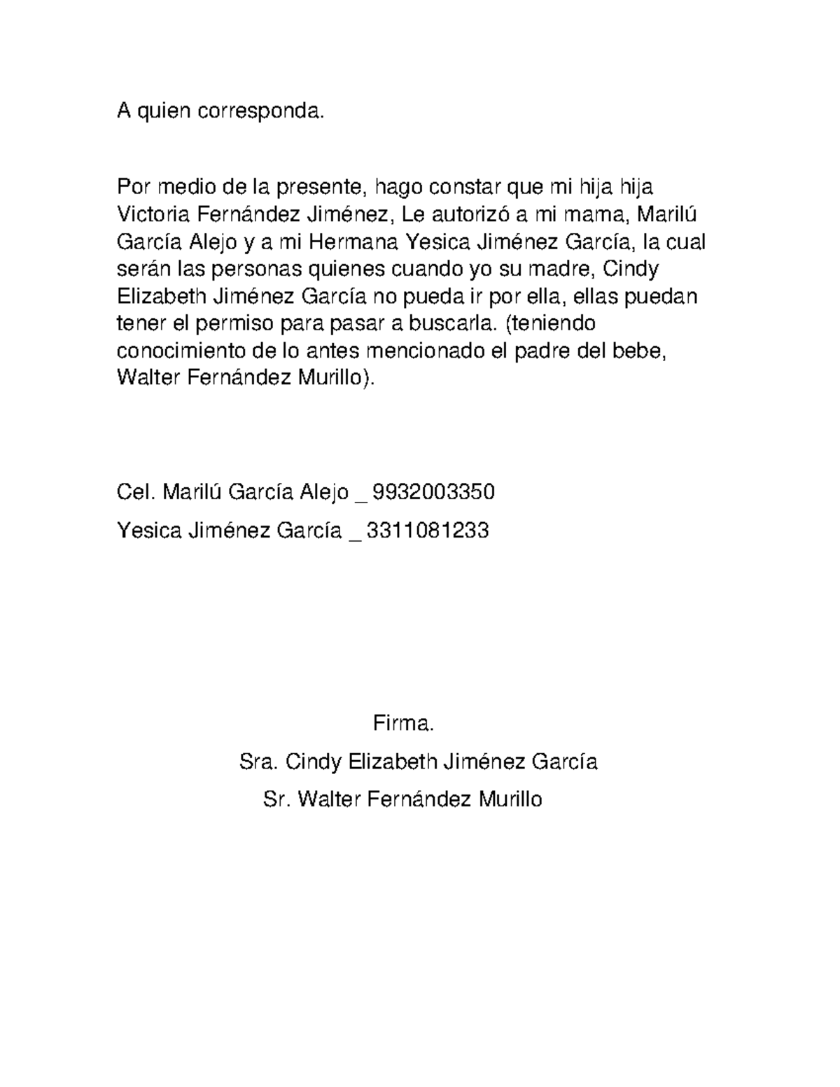 Tarea. d viki - A quien corresponda. Por medio de la presente, hago ...