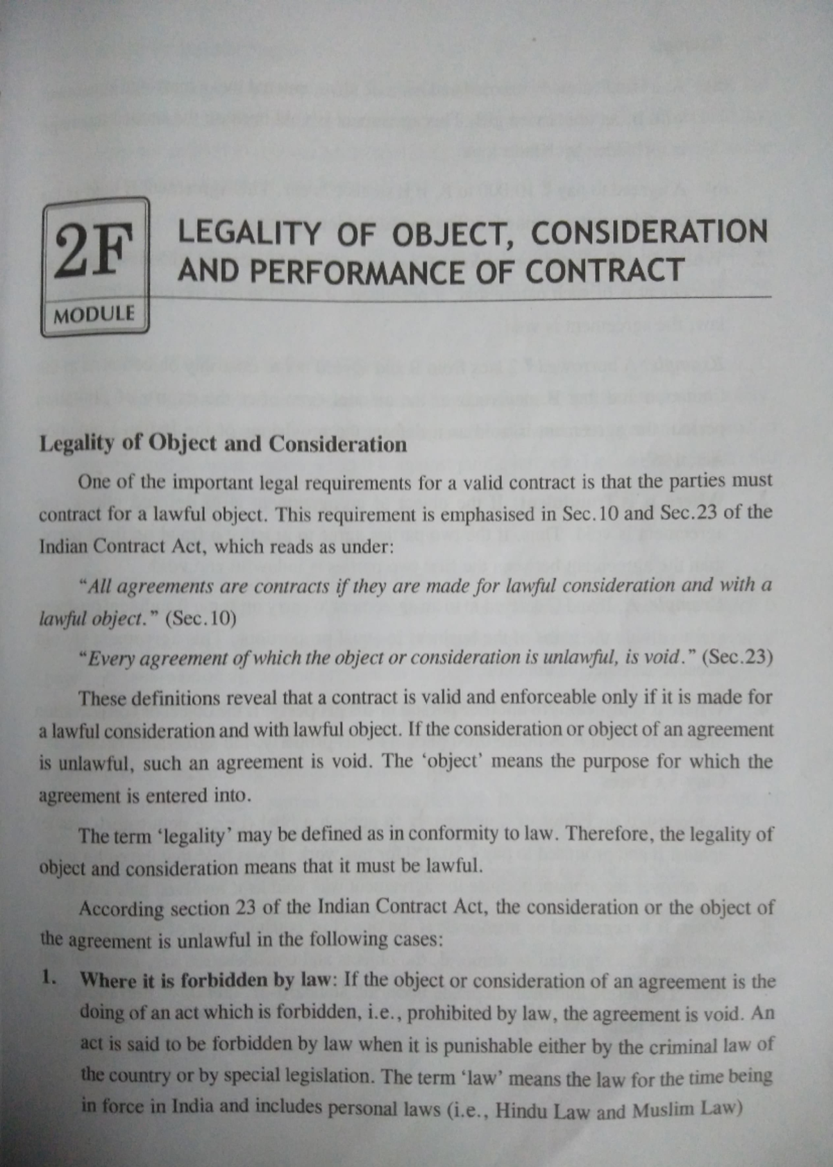 Contract notes - 2F LEGALITY OF OBJECT, CONSIDERATION AND PERFORMANCE ...